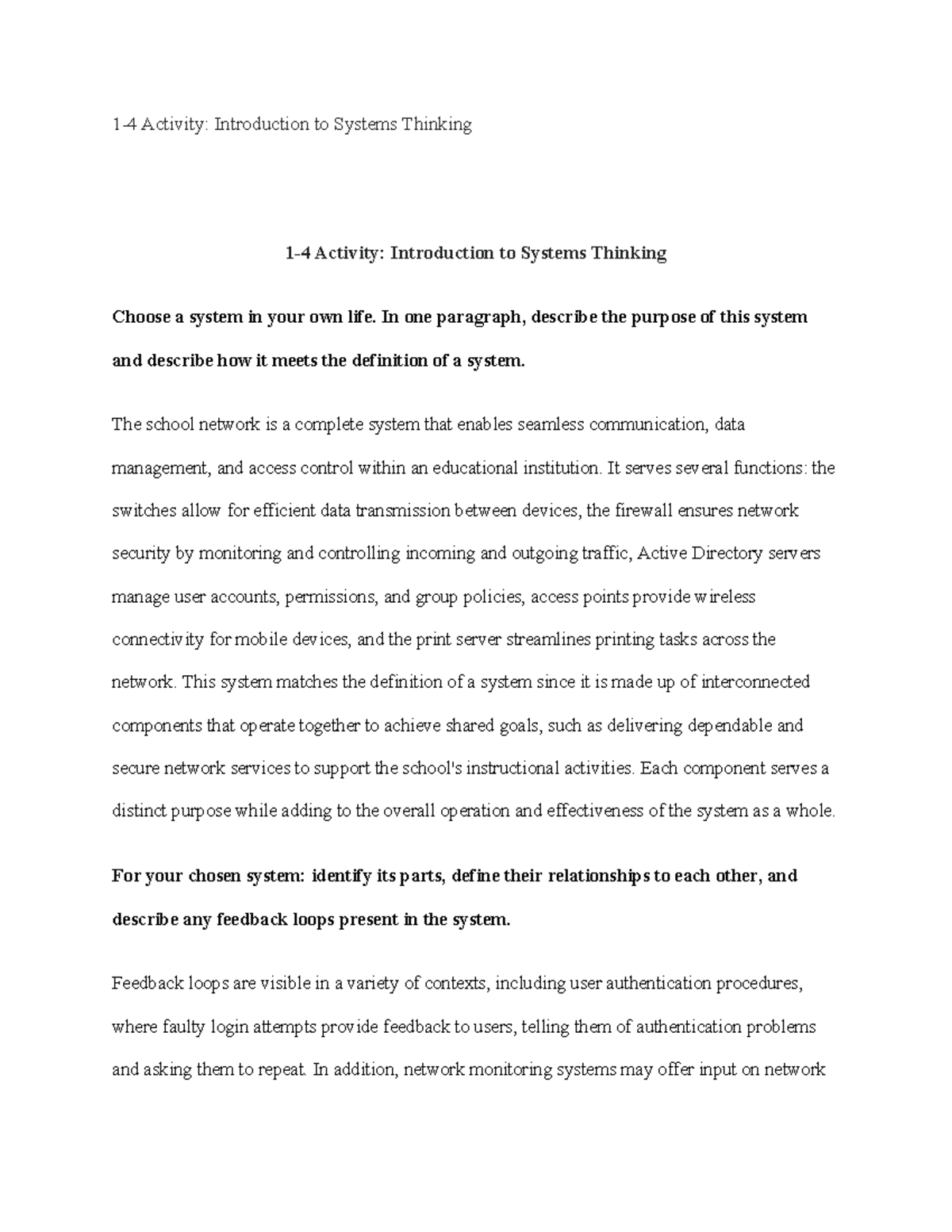 1-4 Activity: Exploring Systems Thinking through Real-Life Examples ...