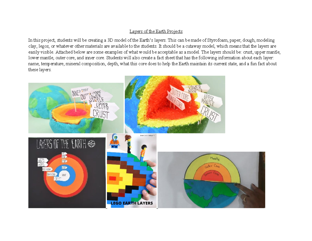 Earth Layers 3D Model Project Instructions and Evaluation Criteria ...