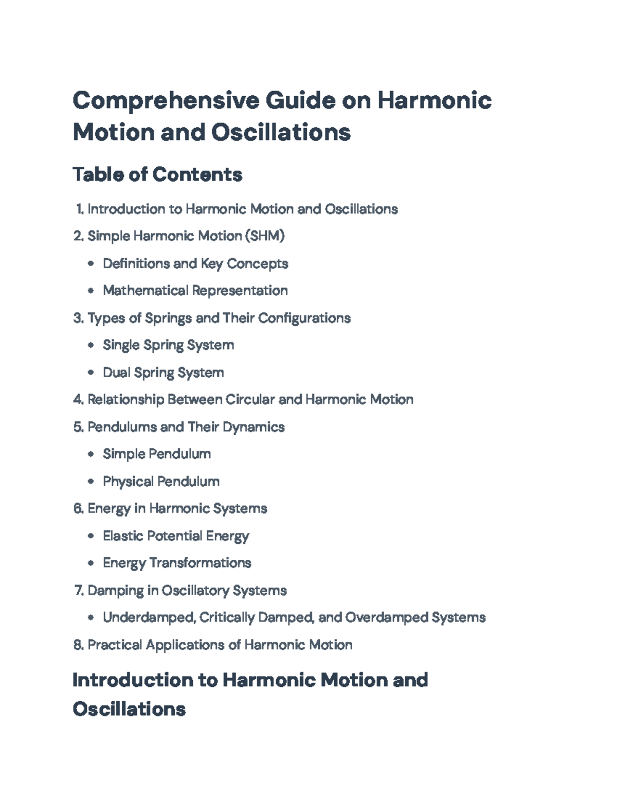 Comprehensive Guide on Harmonic Motion and Oscillations (PHYS 101 ...