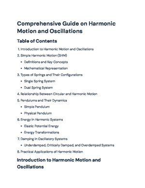 Understanding Simple Harmonic Motion and Oscillations - PHYS 101 Notes ...