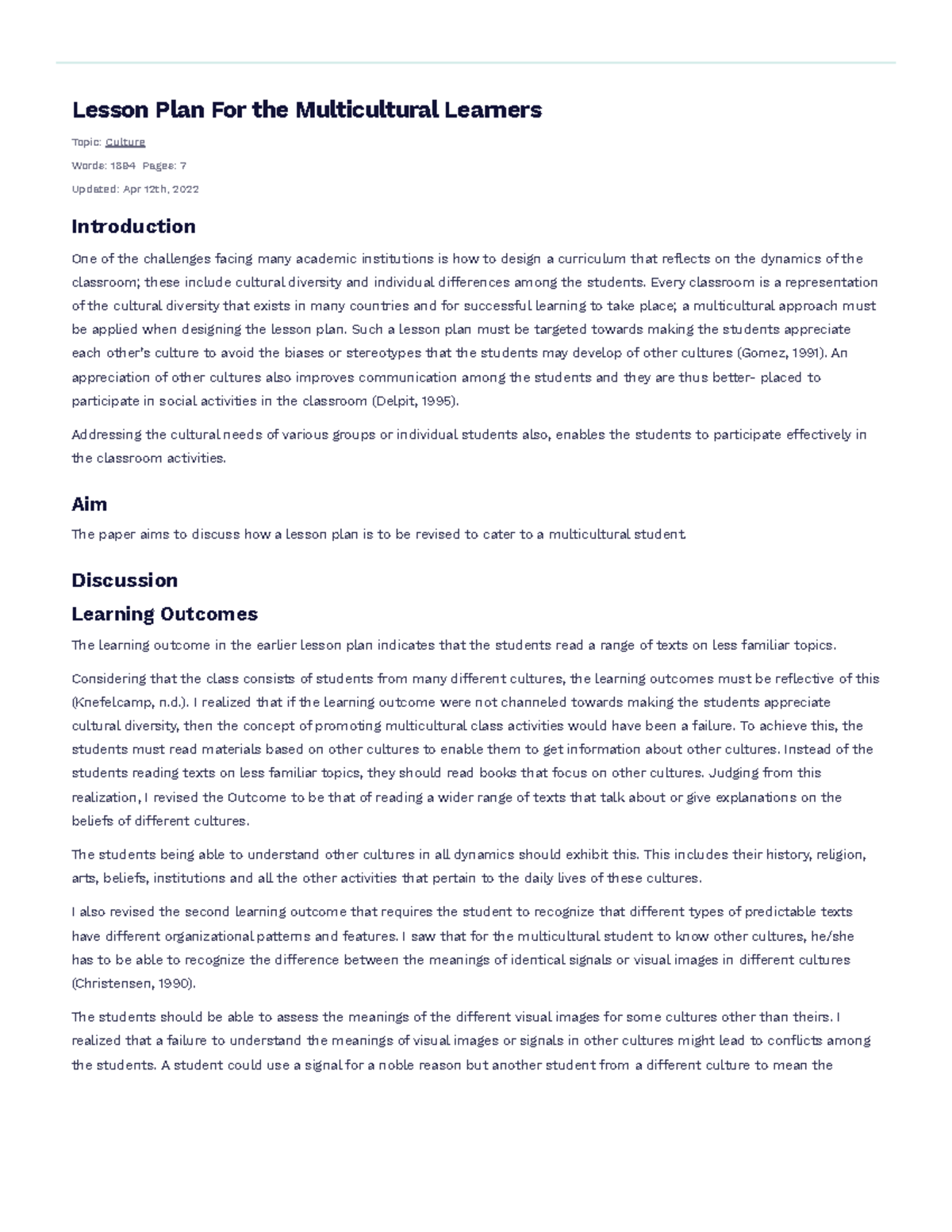 Multicultural Lesson Plan for Diverse Learners: Strategies & Insights ...