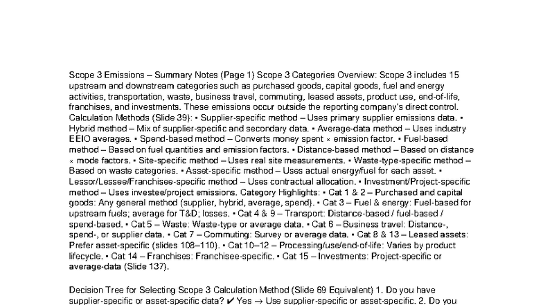 Scope 3 Notes - Scope 3 Emissions – Summary Notes (Page 1) Scope 3 ...