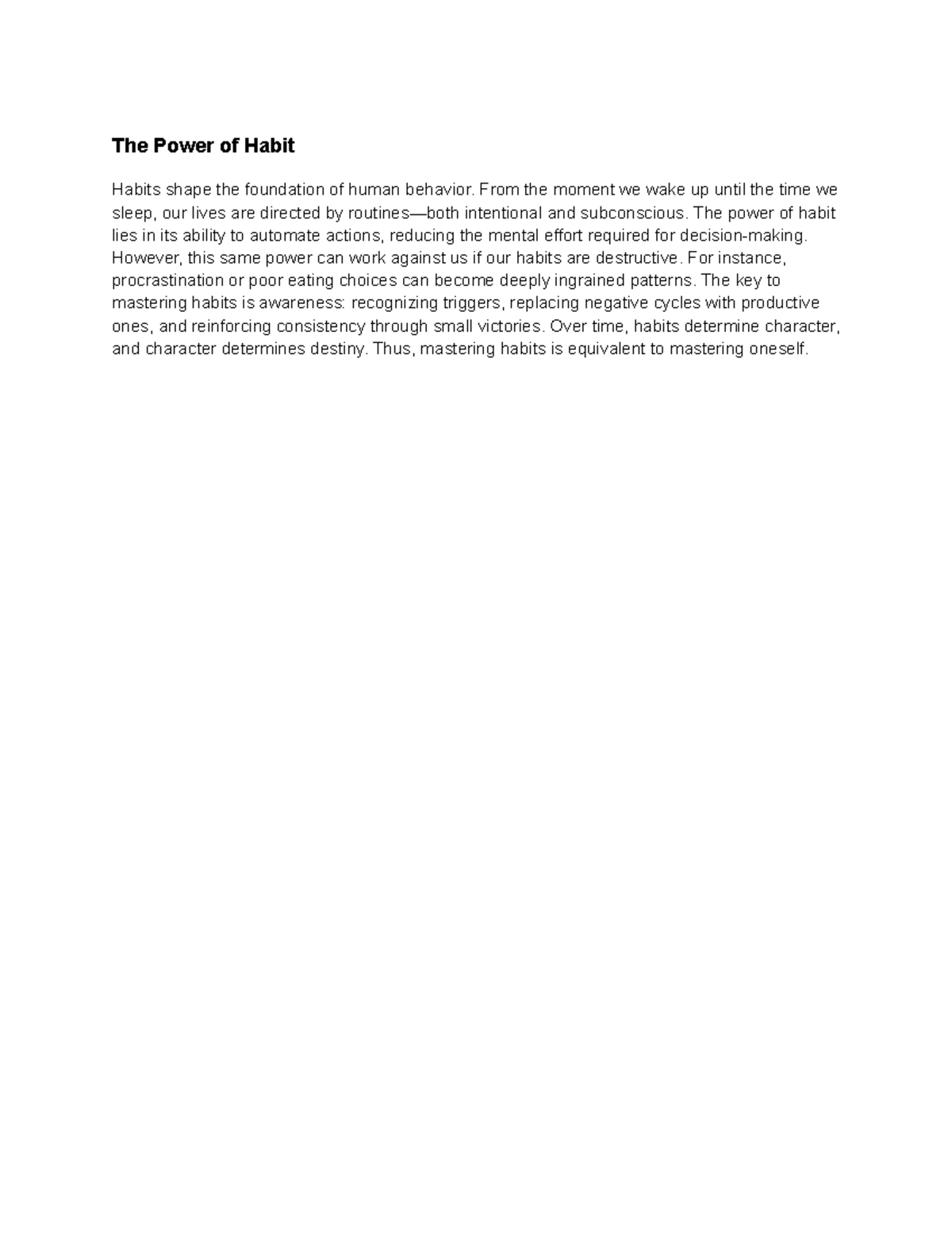 Habit - Practice Notes on Mastering Human Behavior - Studocu