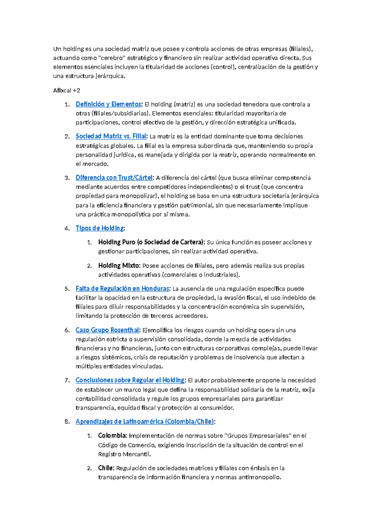 Apuntes sobre el Holding: Definición, Tipos y Regulación en Honduras ...