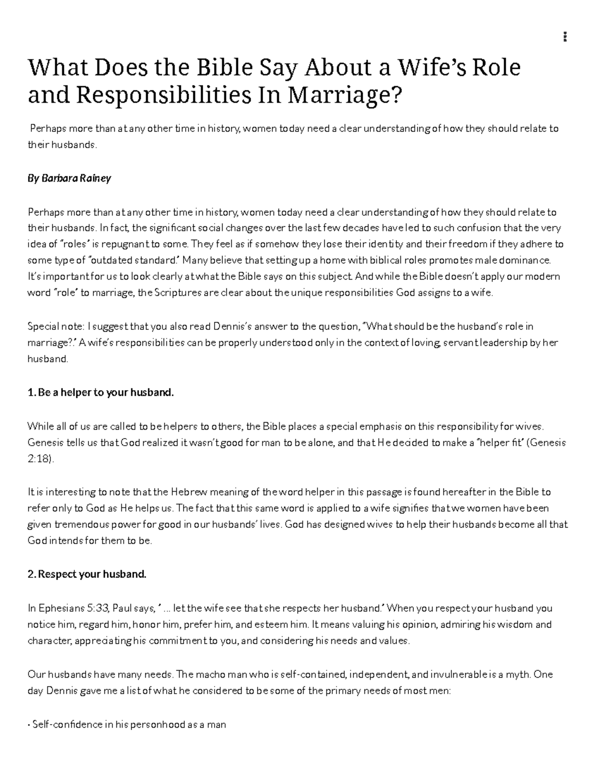 What Does the Bible Say About a Wife’s Role and Responsibilities In ...