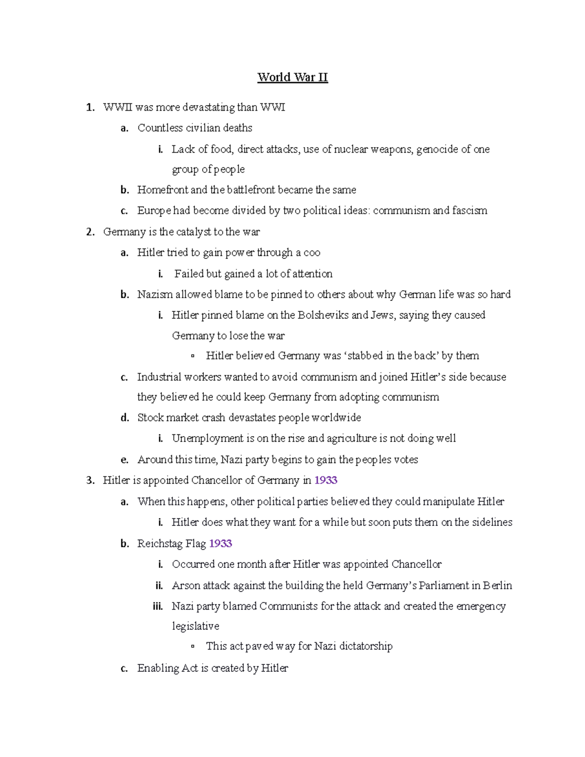 World War II - Lecture notes 10 - World War II 1. WWII was more ...