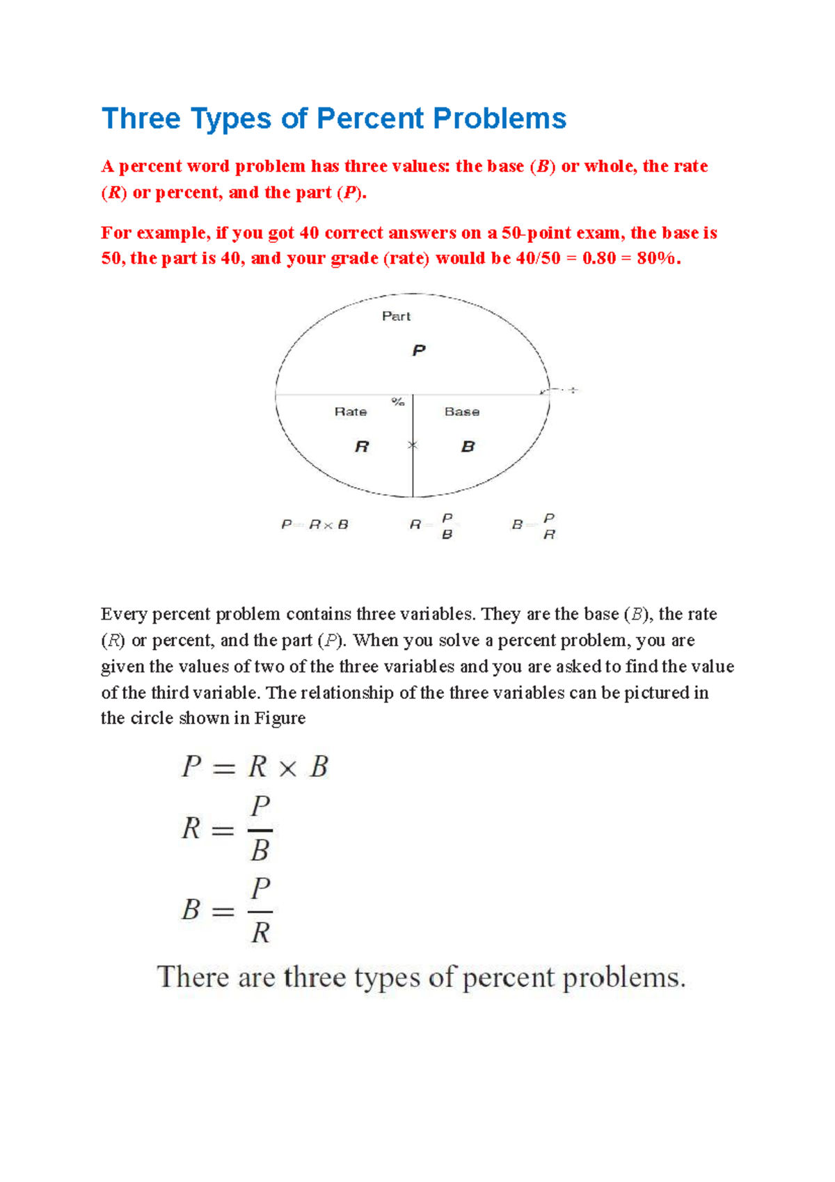 Percentage Problems - Lecture Notes 1-2 (Math 101) - Studocu