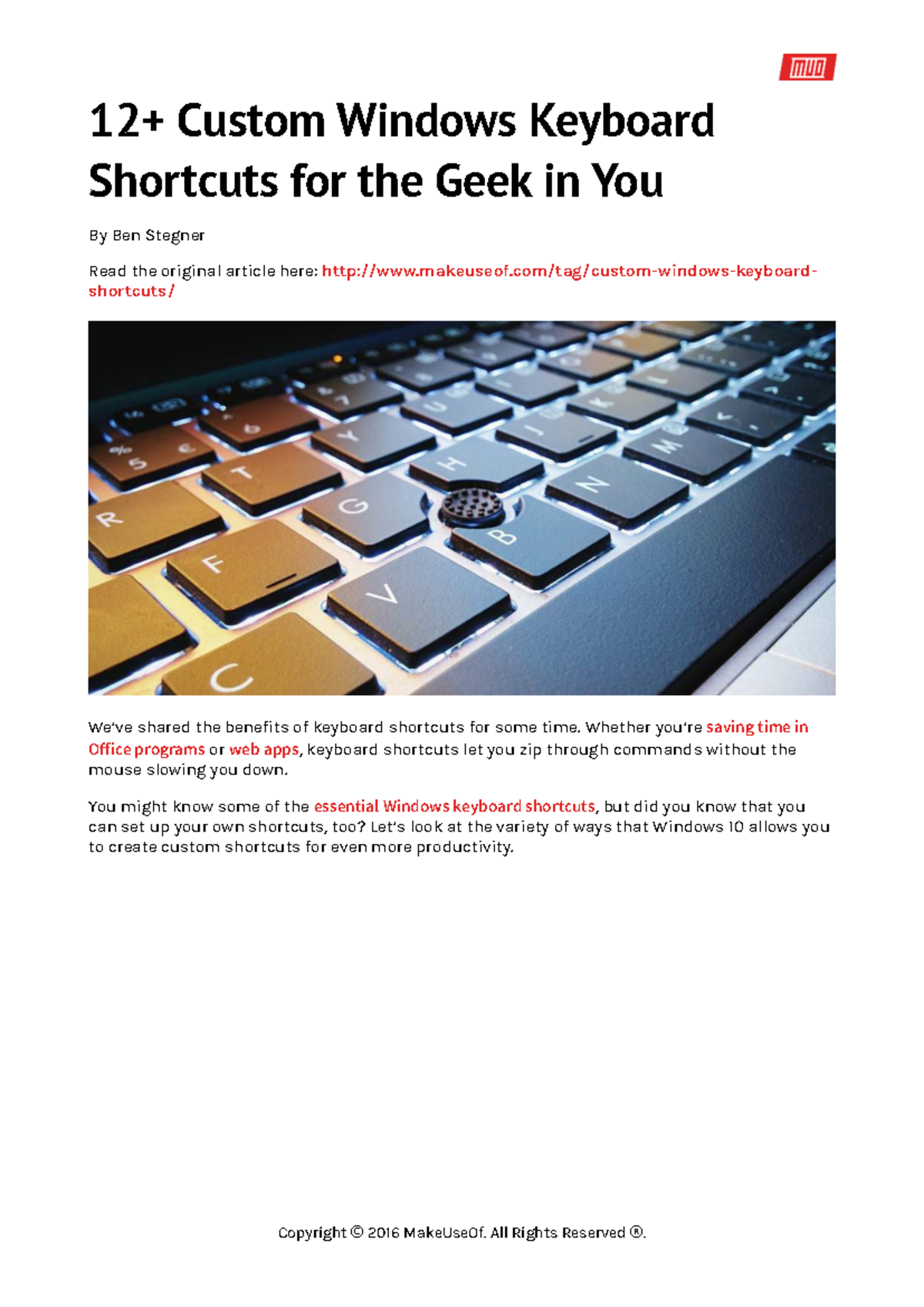 Custom Keyboard Shortcuts for Windows 10 Productivity Tips - Studocu