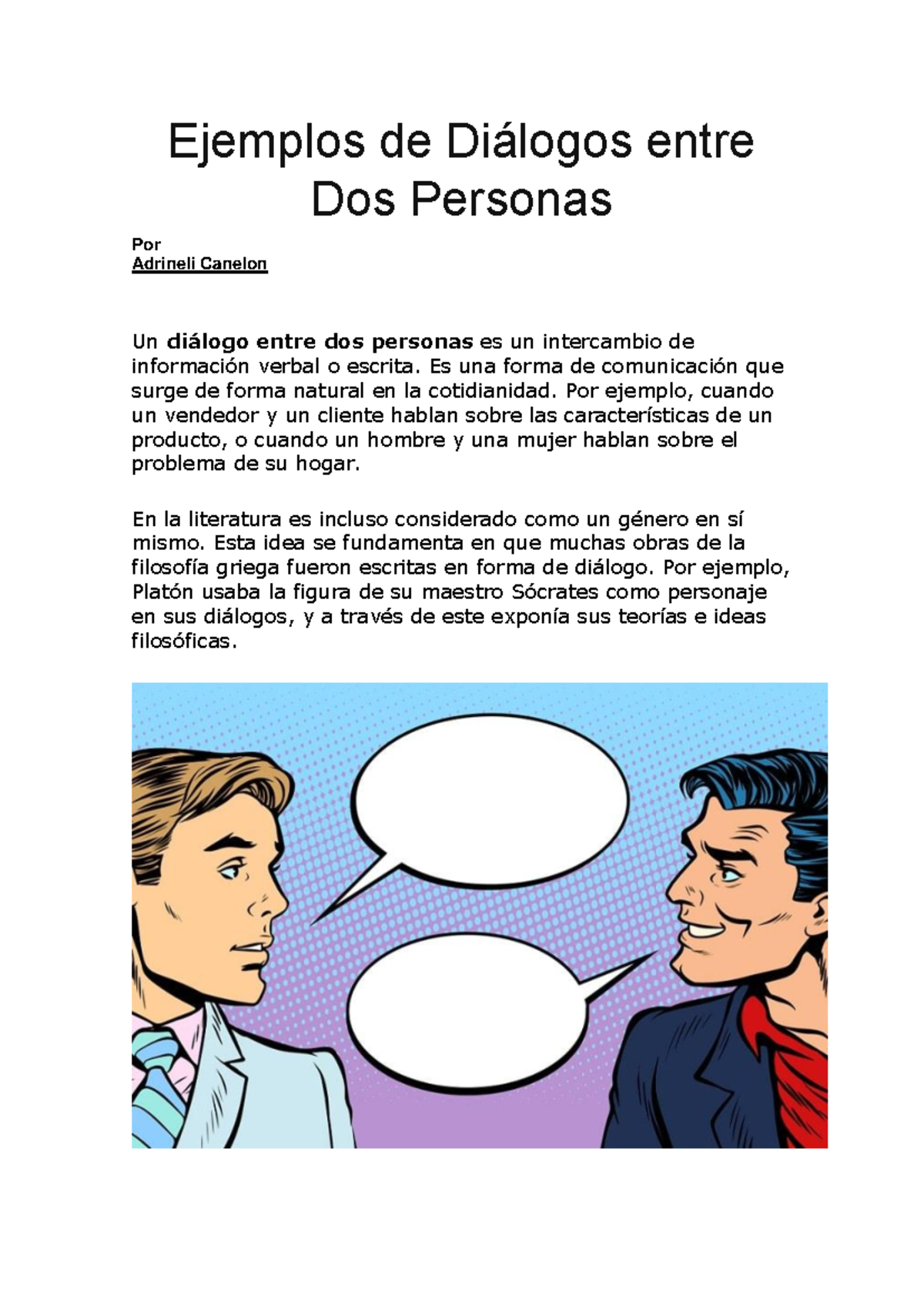 Ejemplos de Diálogos entre Dos Personas - Ejemplos de Diálogos entre Dos Personas Por Adrineli ...