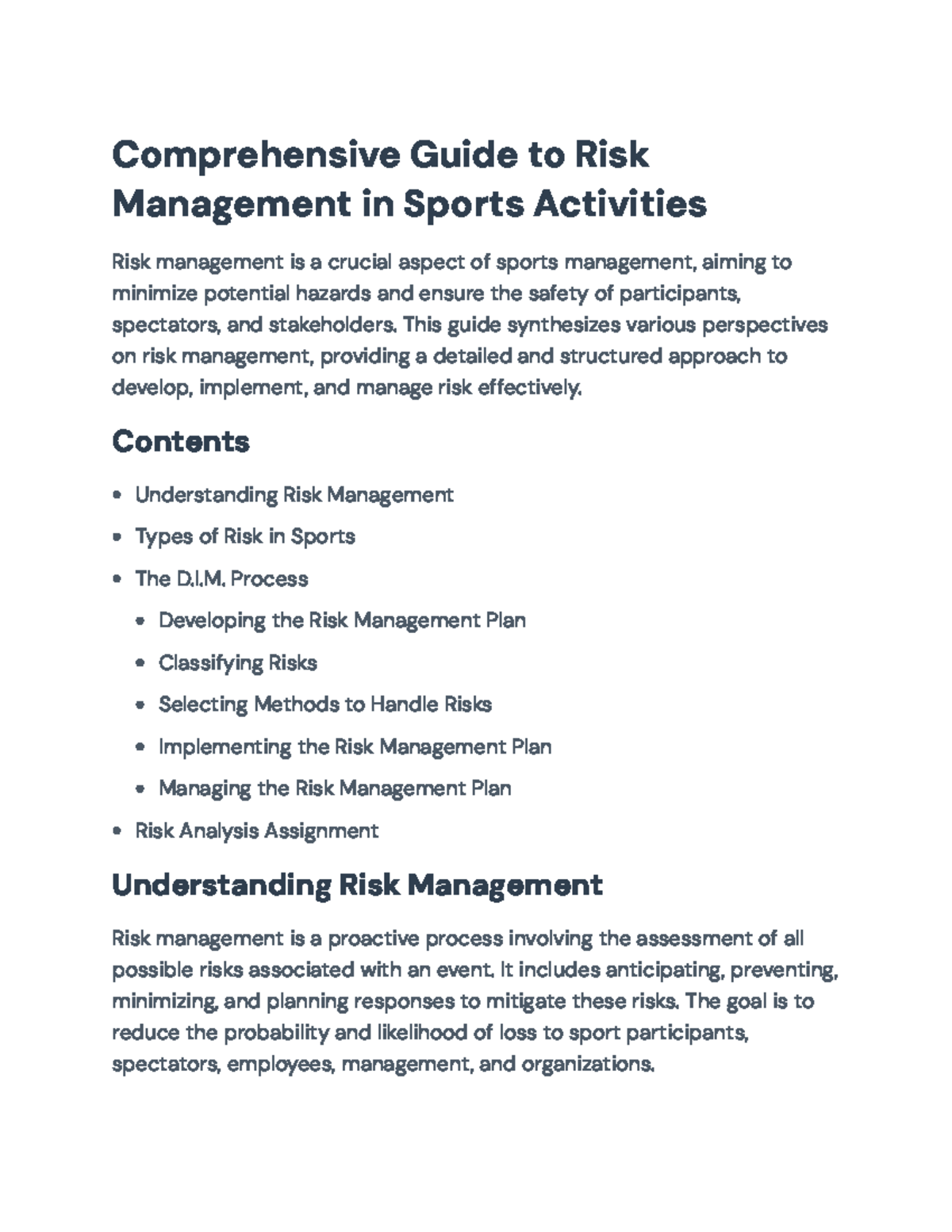 Risk Management Strategies in Sports Activities: A Comprehensive Guide ...