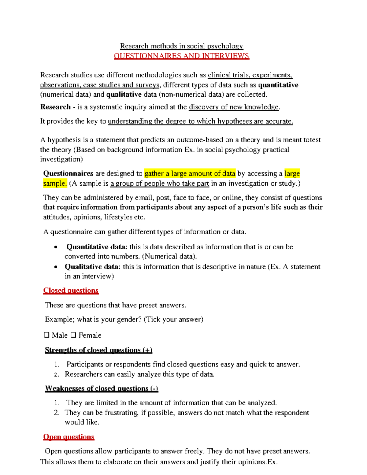 Unit 1 - Research Methods in Social Psychology Analysis - Studocu