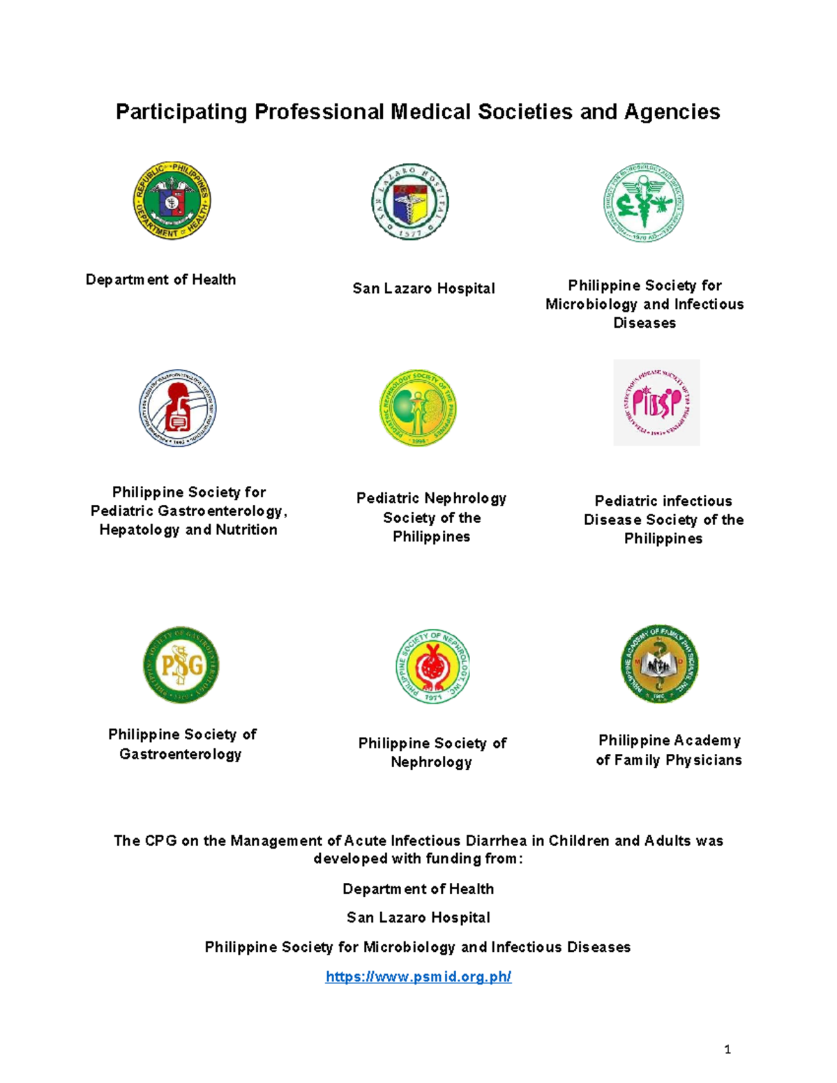 [CPG] Management of Acute Infectious Diarrhea in Children & Adults ...