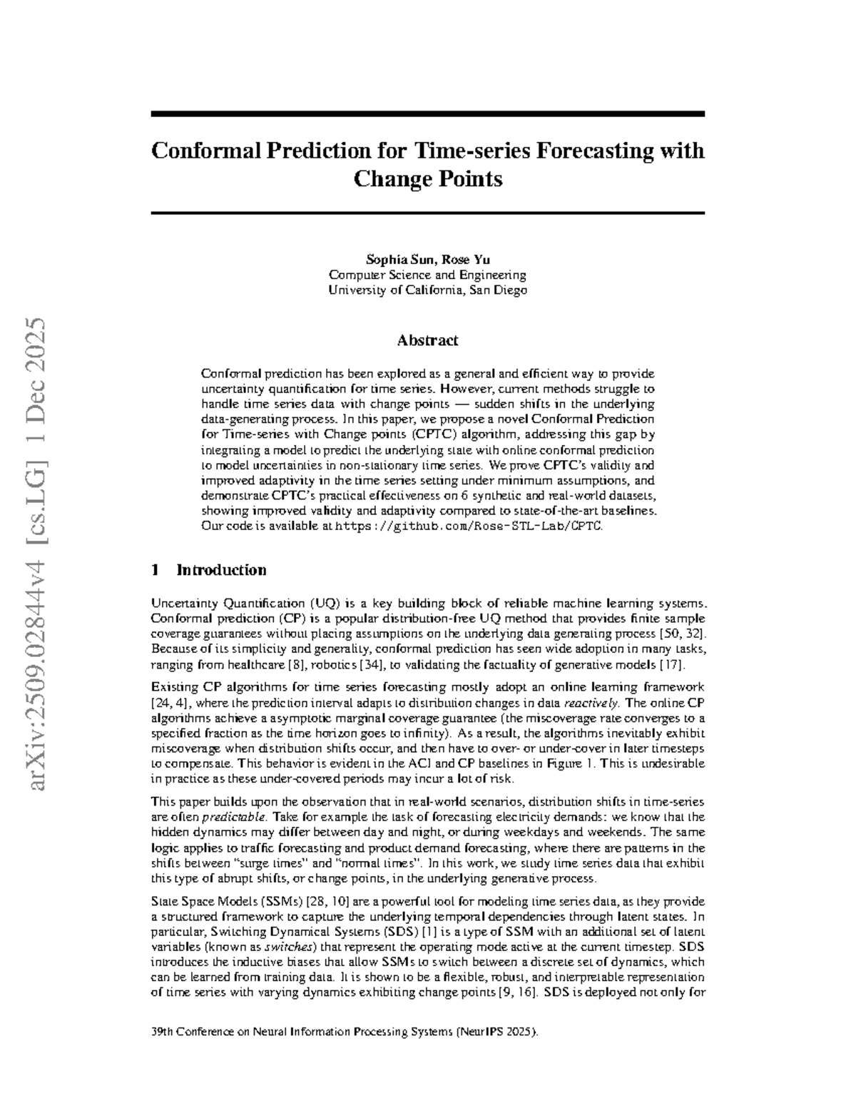 CPTC: Conformal Prediction for Time Series with Change Points - Studocu