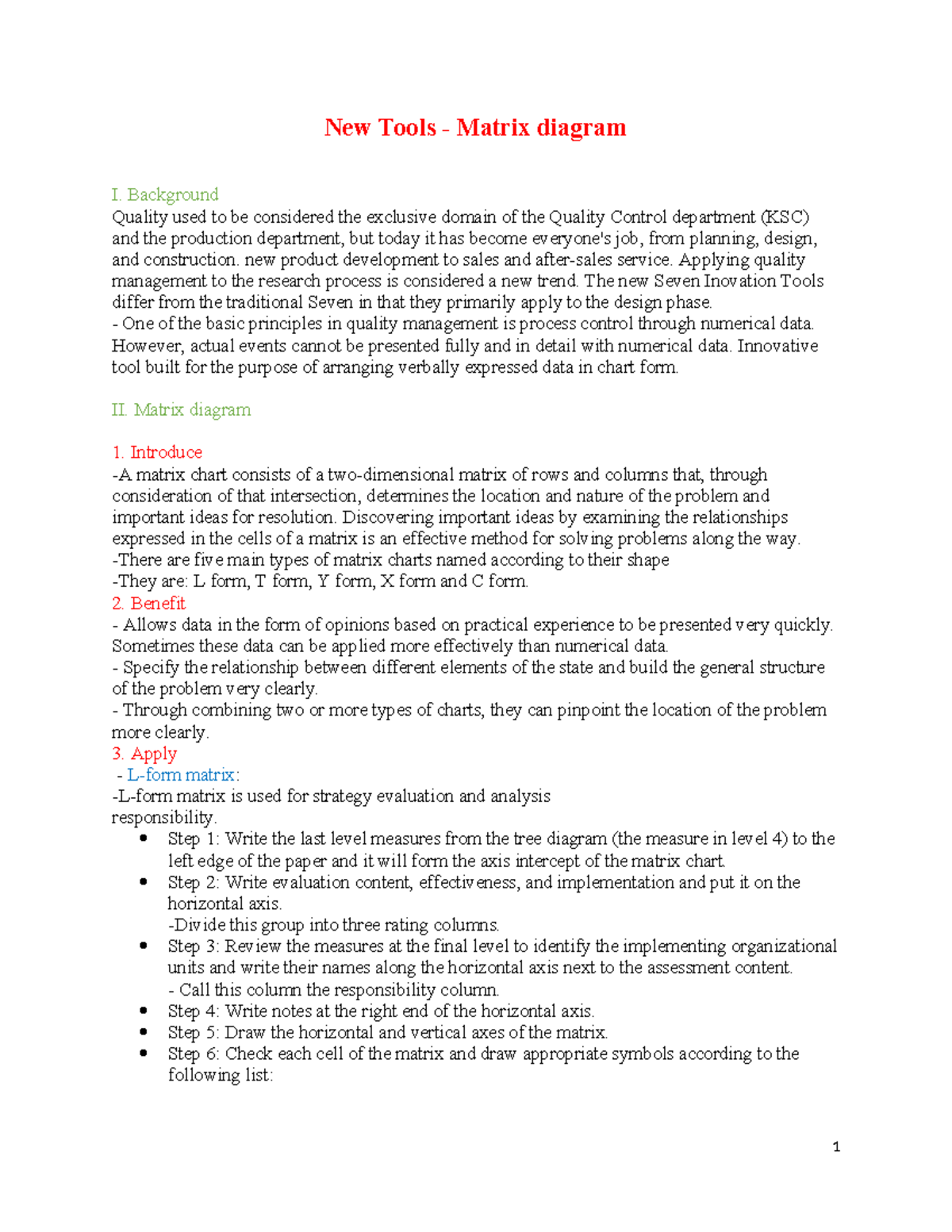 Công-cụ - Tool in quality control - New Tools - Matrix diagram I ...