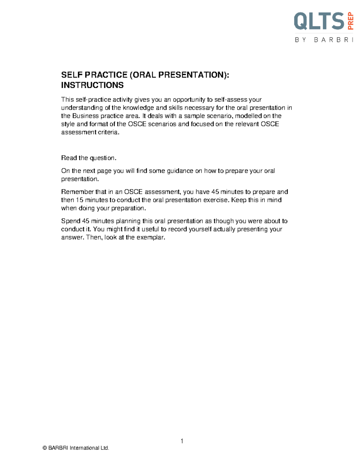 OSCE Oral Presentation Prep: Self Practice Instructions - Studocu