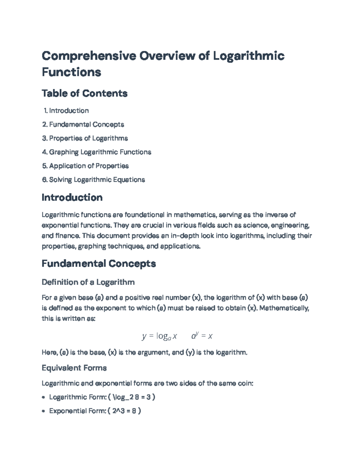 Comprehensive Guide To Logarithmic Functions And Their Applications Comprehensive Overview Of