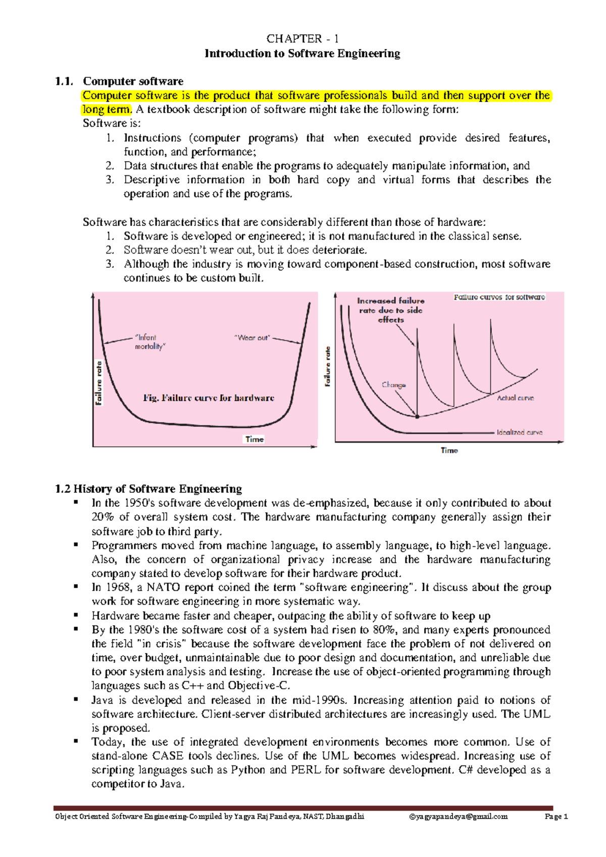 OOSE-CHP-1 - oose - CHAPTER - 1 Introduction to Software Engineering Computer software Computer ...