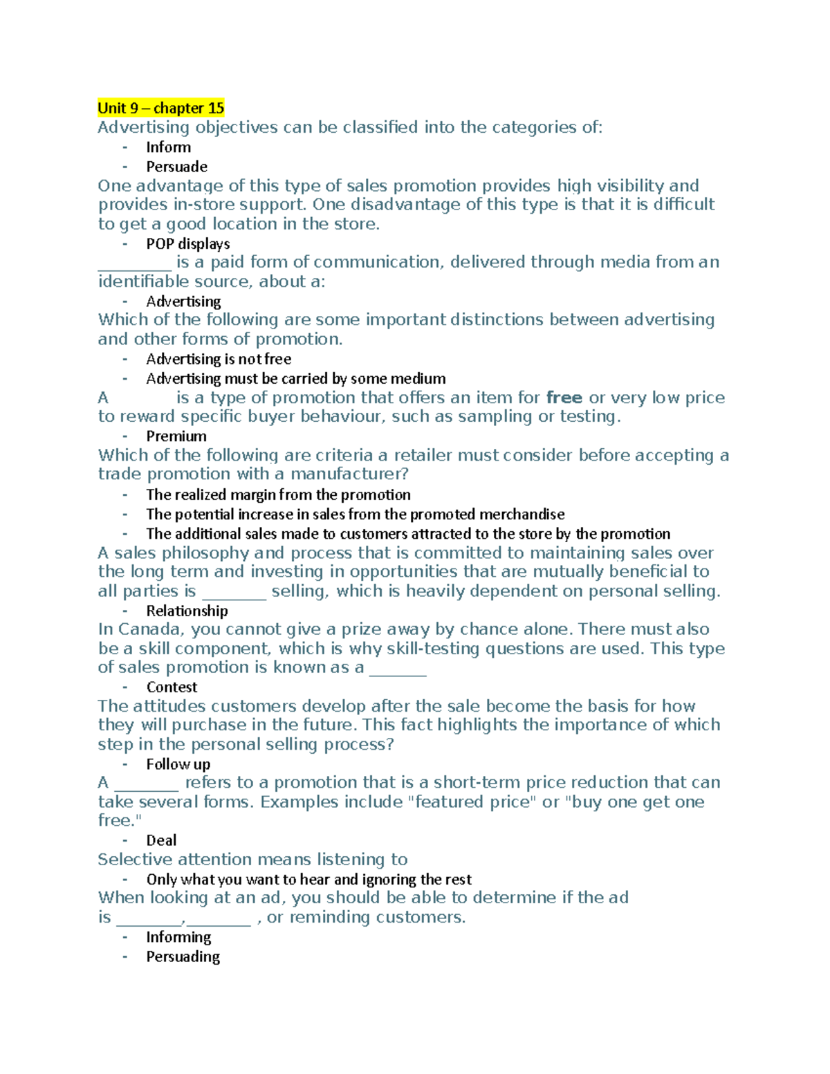 Unit 9 - chapter 15 - McGraw Hill quiz summary - Unit 9 – chapter 15 ...