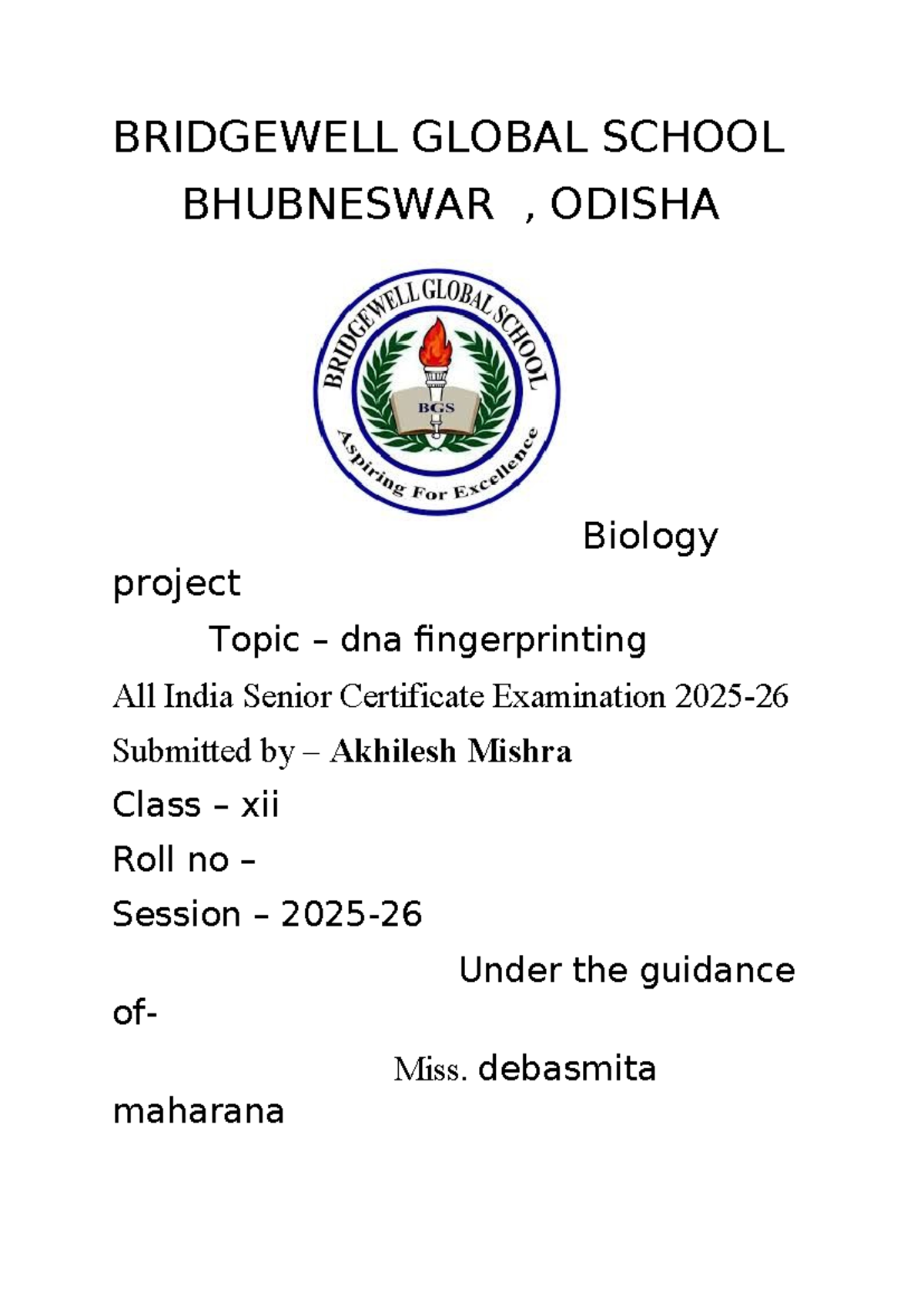 DNA Fingerprinting: A Comprehensive Biology Project for Class XII - Studocu