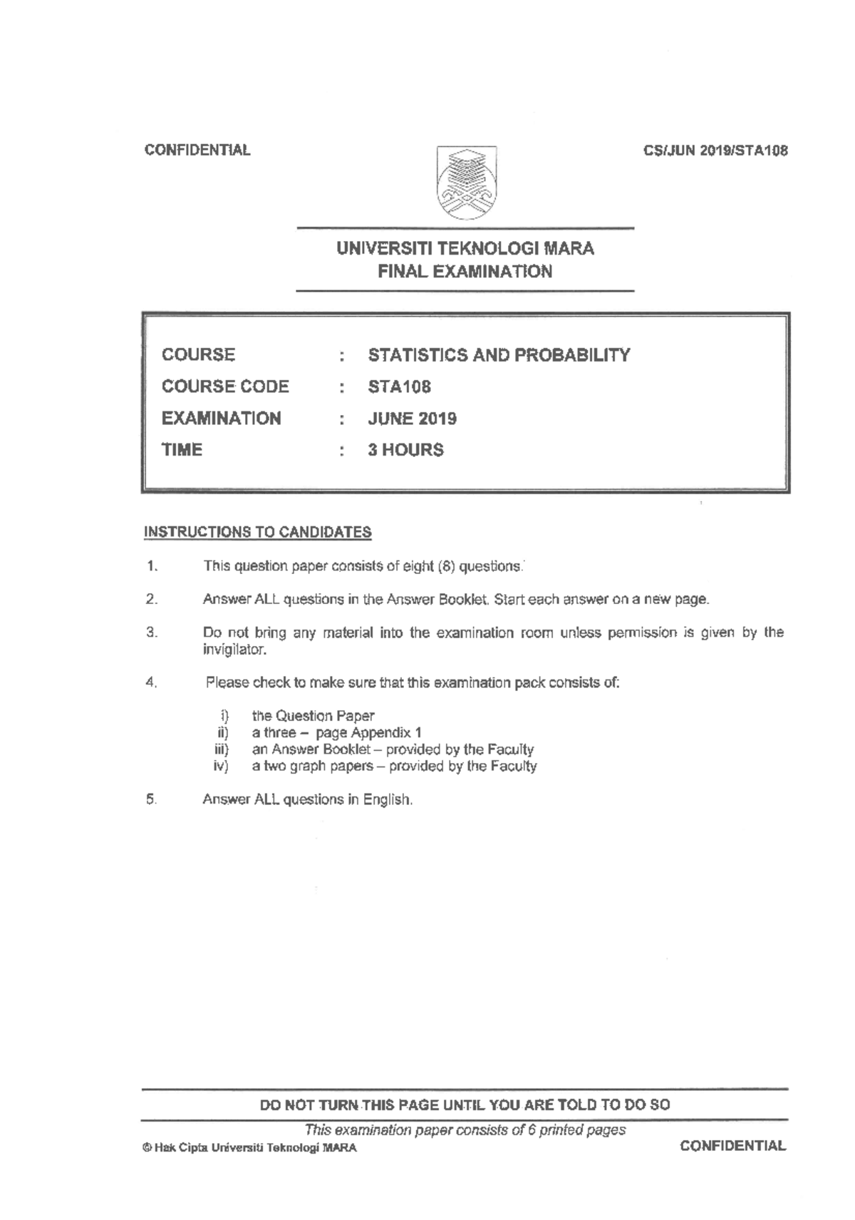 STA108 - Statistics & Probability - Studocu