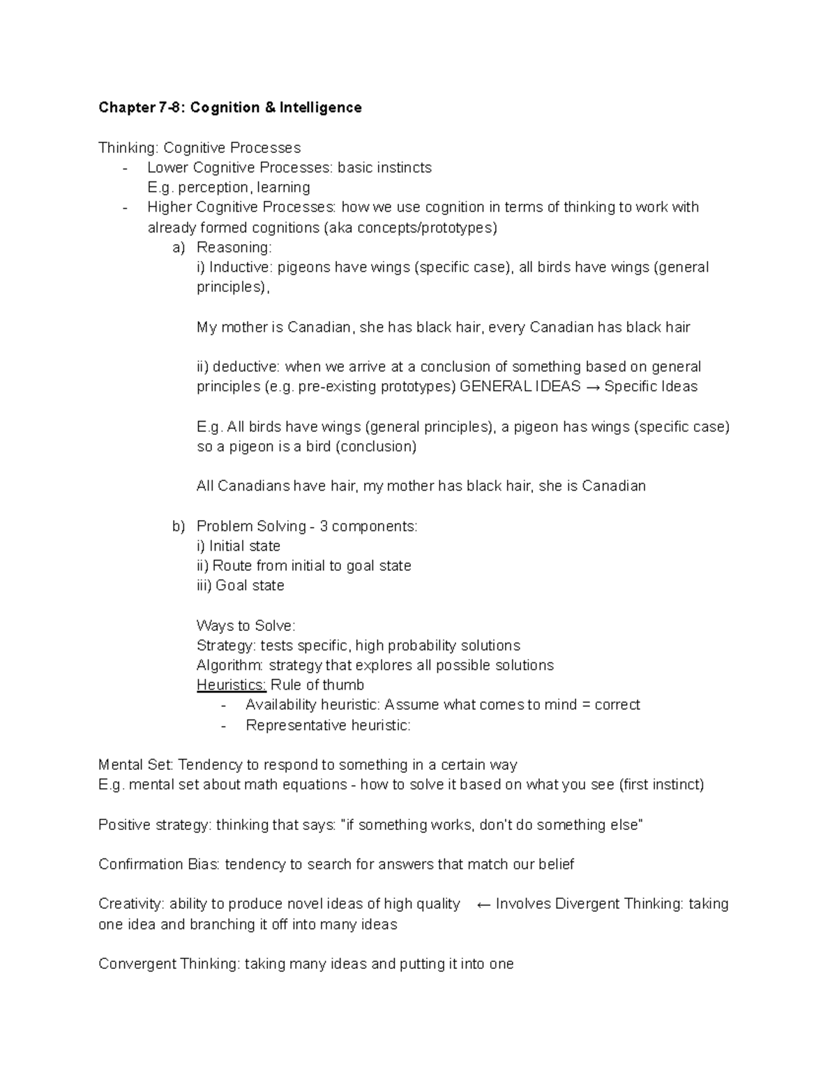 AP Psych EXAM PREP: Cognition, Intelligence & Problem Solving Notes ...