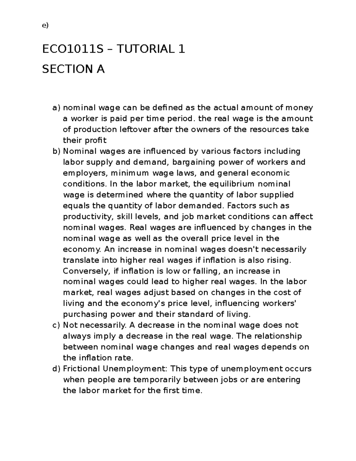 ECO1011S TUT 1 - heres work for ecos - ECO1011S – TUTORIAL 1 SECTION A ...