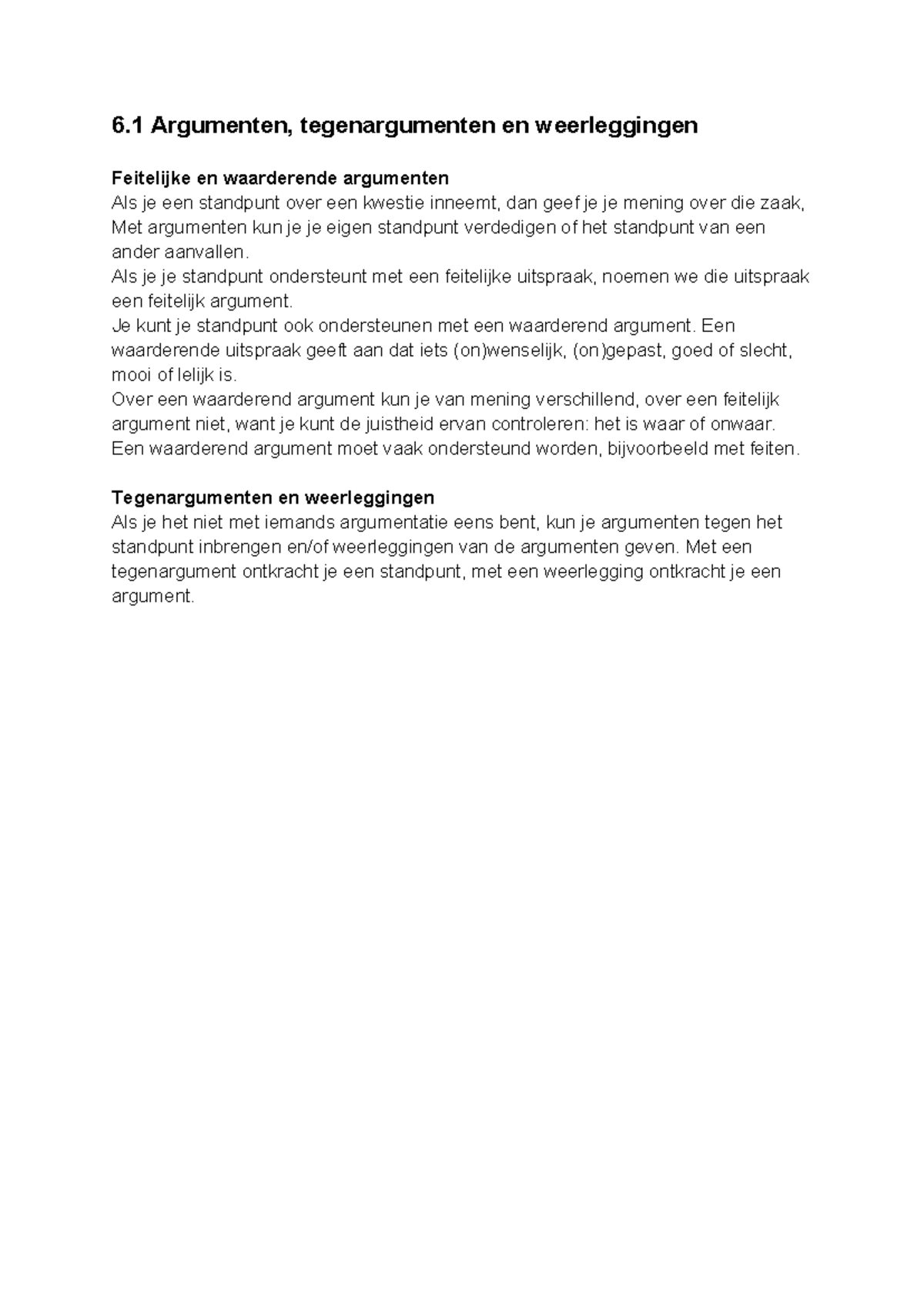Samenvatting Argumenteren: Feitelijke en Waarderende Argumenten ...