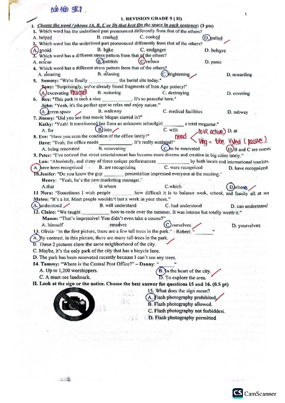 Lop 9 Cuoi Ky 2 NHT - Revision Exercises and Practice Questions - Studocu