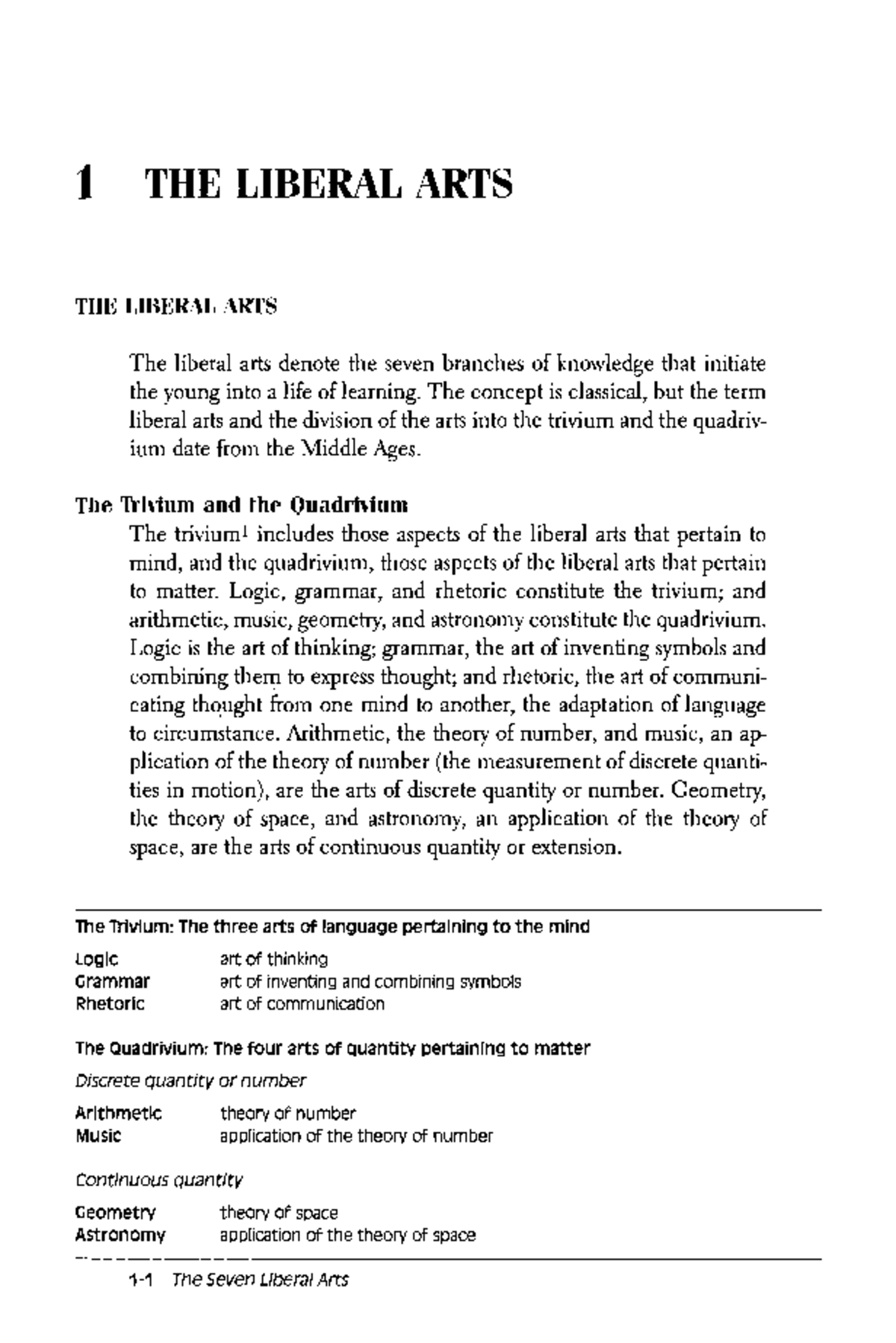 1 THE LIBERAL ARTS: Understanding the Trivium and Quadrivium - Studocu