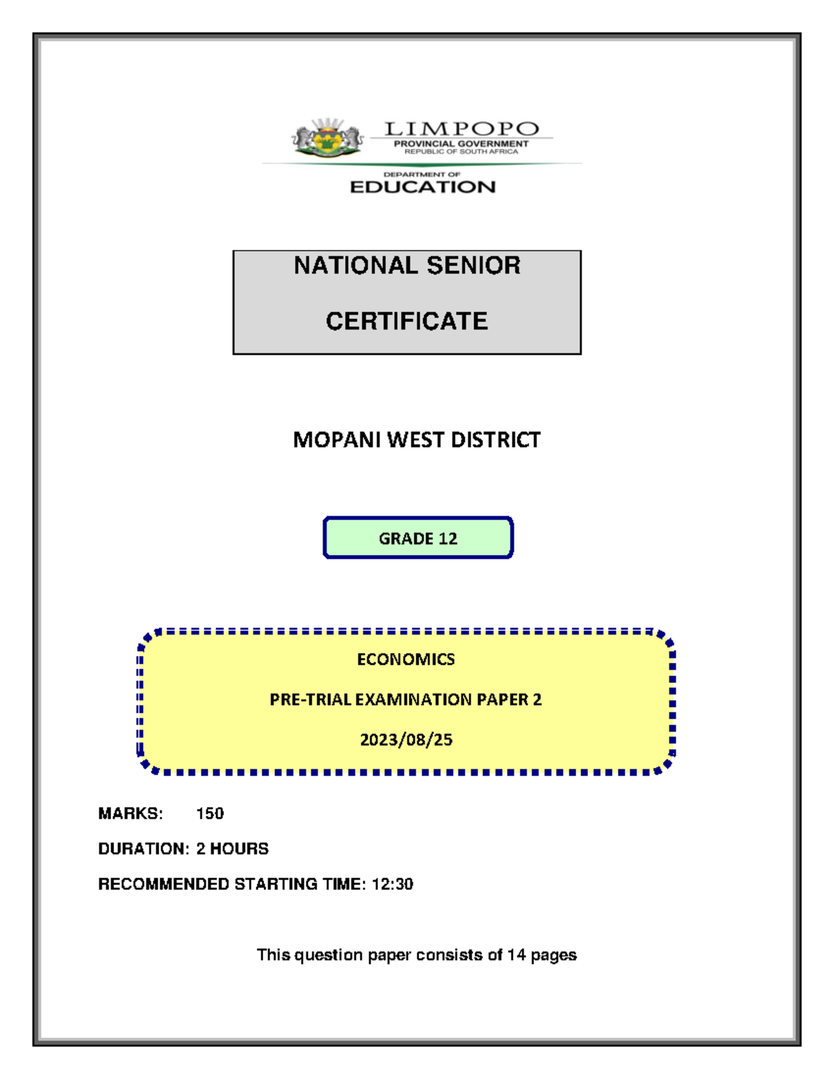 GR12 ECON P2-PRE- Trial QP 2023 - NATIONAL SENIOR CERTIFICATE MOPANI ...