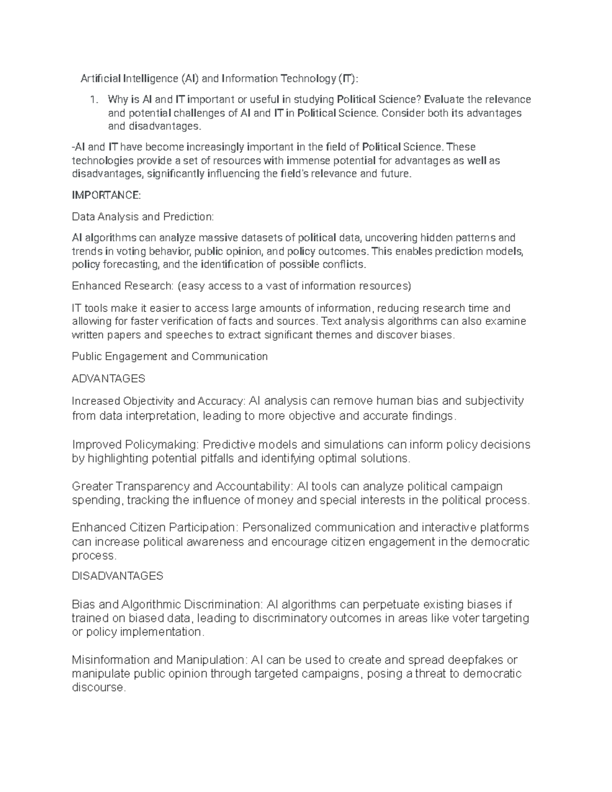 AI's Impact on Political Science and Daily Life: Relevance & Challenges ...