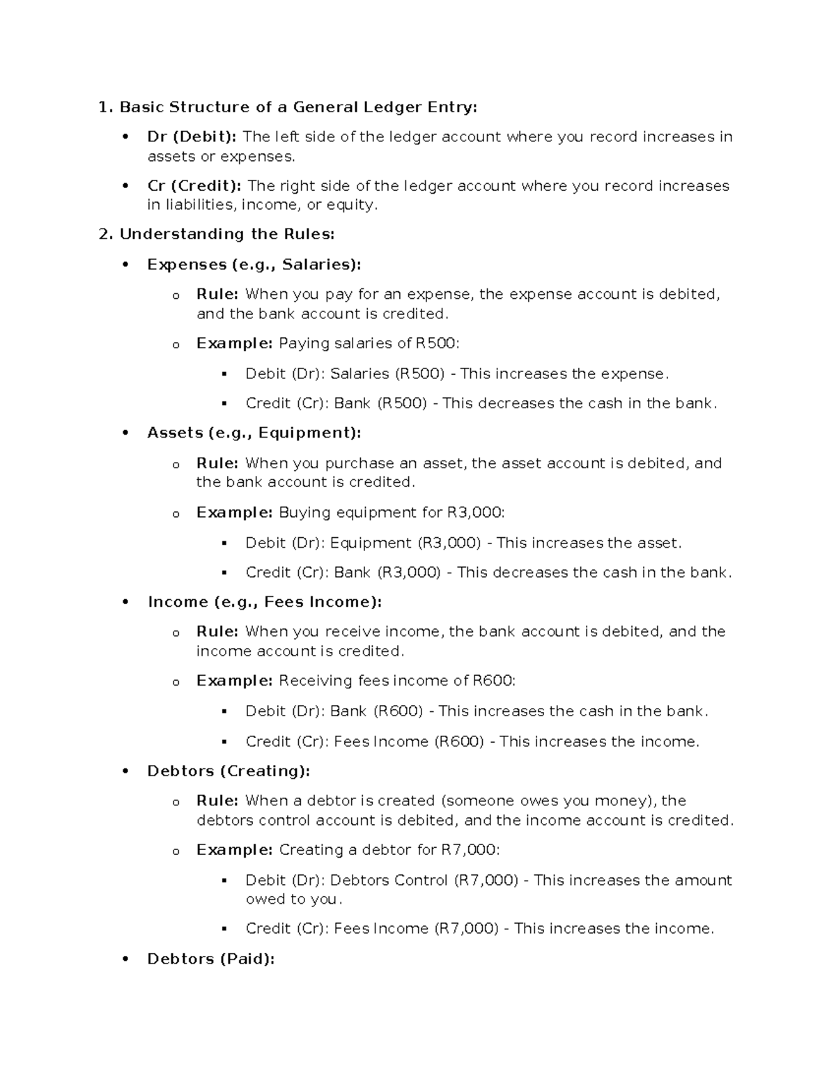 General Ledger Rules: Understanding Dr & Cr Entries in Accounting - Studocu