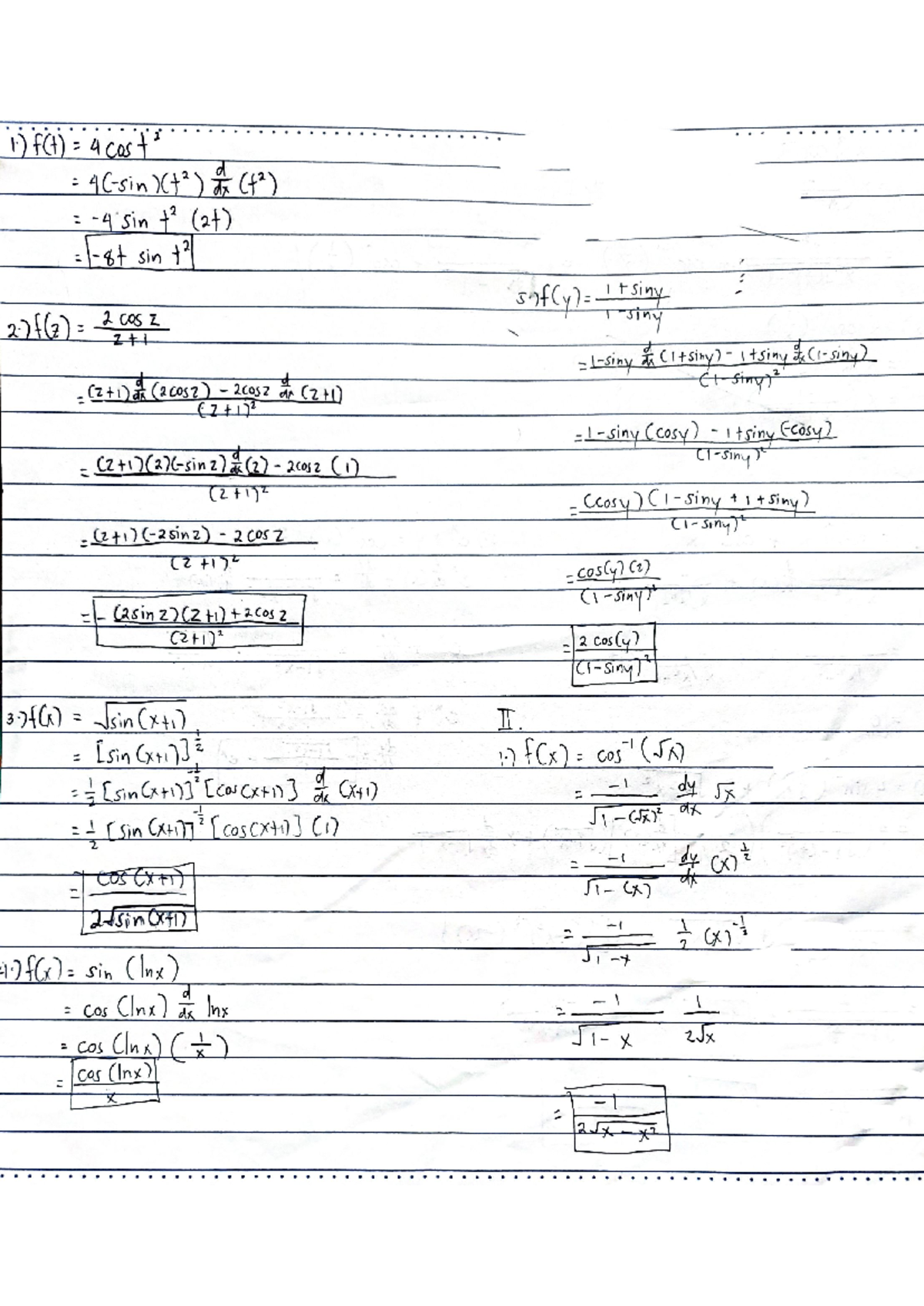 Baring EM11N-B(Trig Func) - 1.) 4cost 4 (t() Sin t2 (2t) sin 2.) f(7) 2 ...