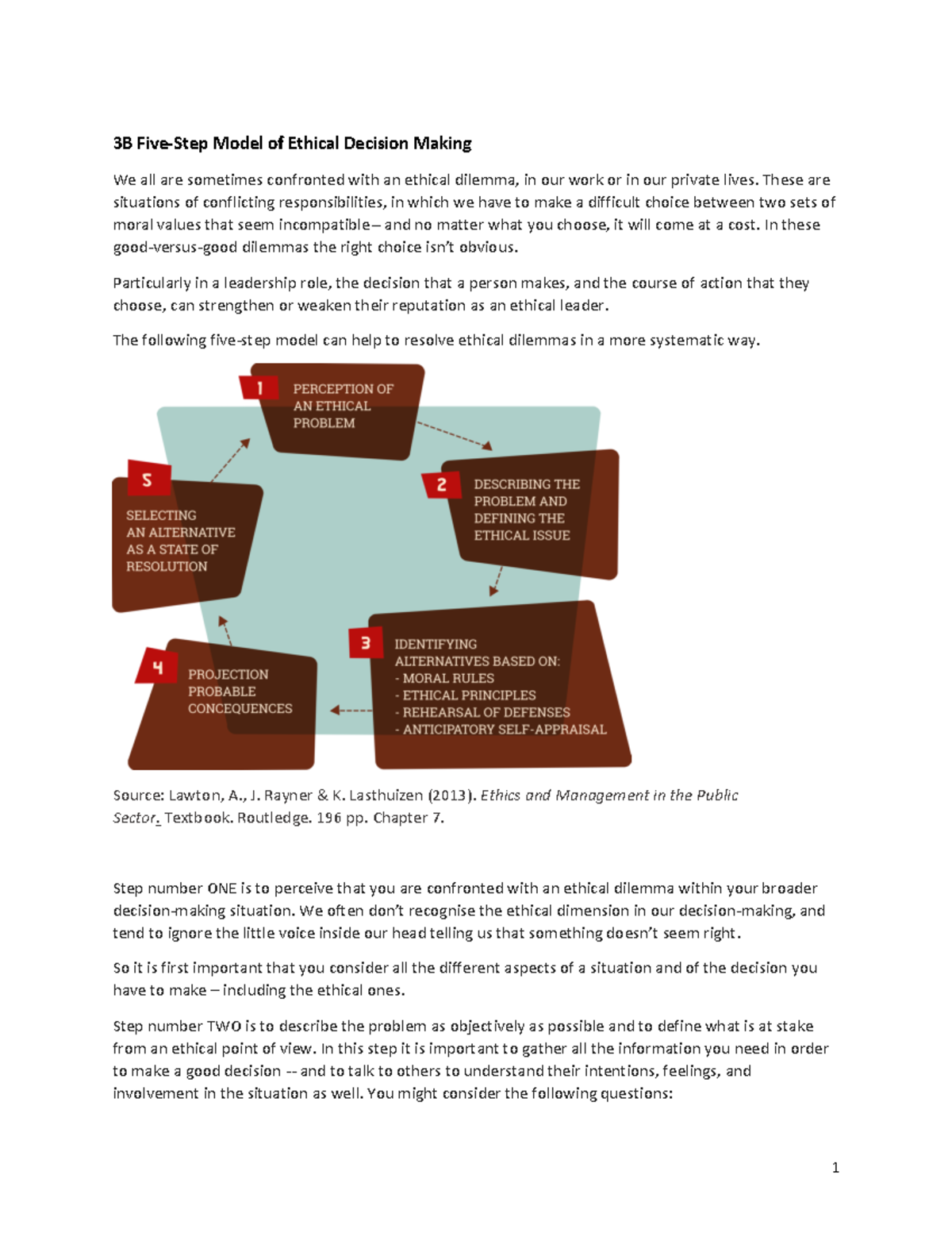 3B Ethical Decision Making: Five-Step Model Explained - Studocu
