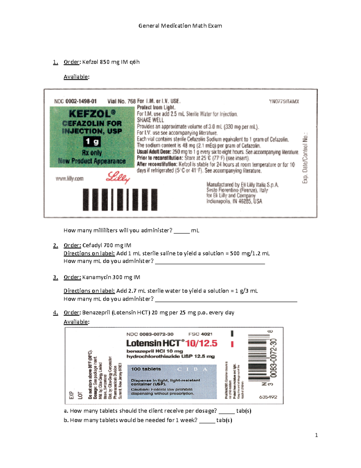 Med Math Practice Exam-1: Administration & Dosage Calculations - Studocu