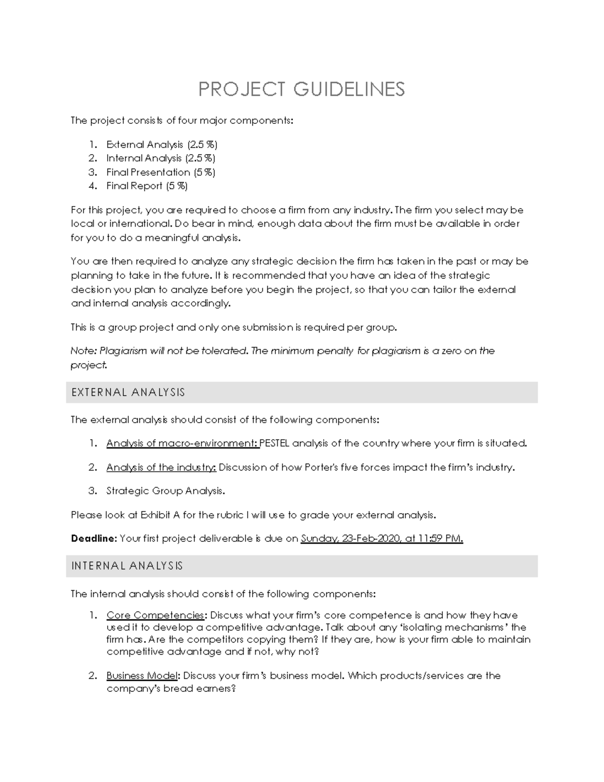 Project+Guidelines - Guidelines to study strategic management of any ...