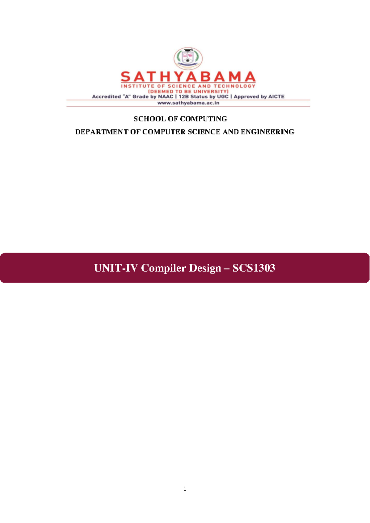 Compiler Design SCS1303: Code Optimization Techniques and Principles ...