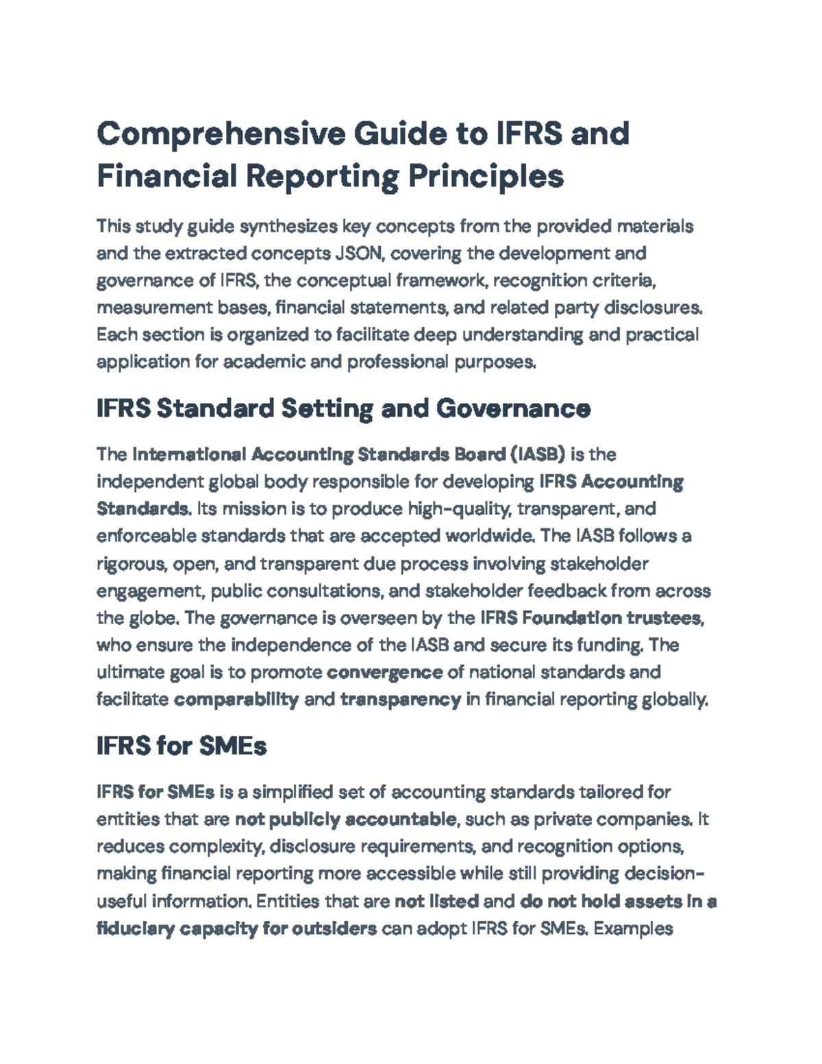 Comprehensive Study Guide: IFRS & Financial Reporting Principles - Studocu