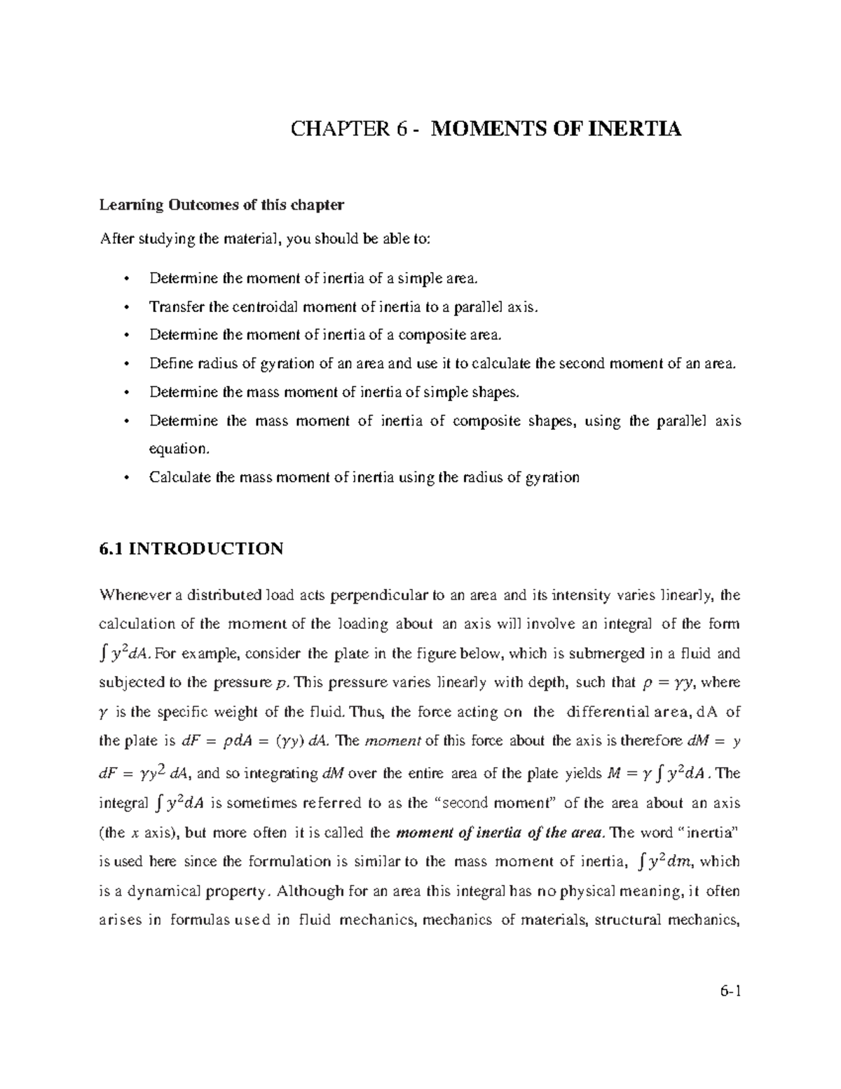 AMC1501 Chapter 6 - Applied Mechanics - CHAPTER 6 - MOMENTS OF INERTIA ...