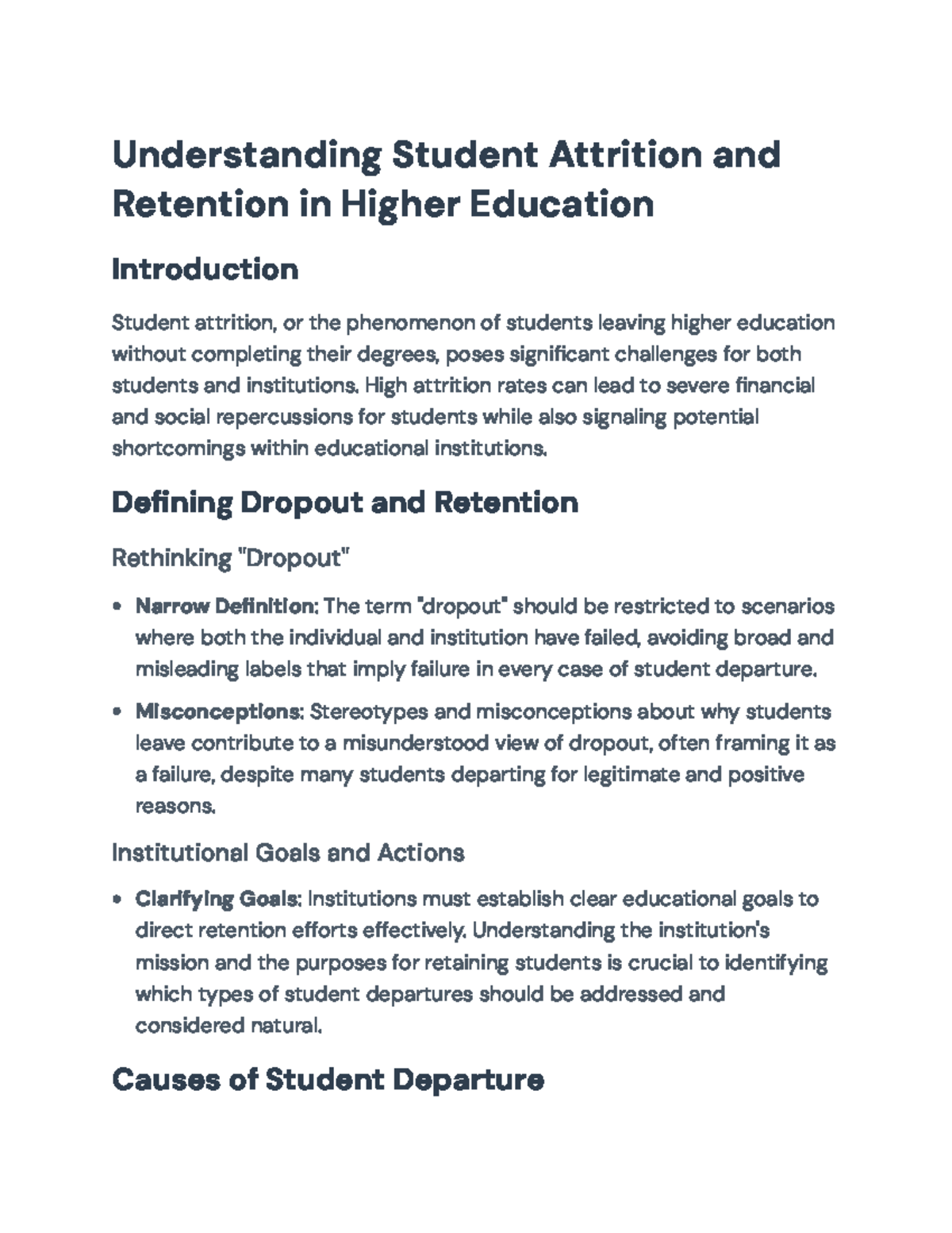 Understanding Student Attrition and Retention in Higher Education ...