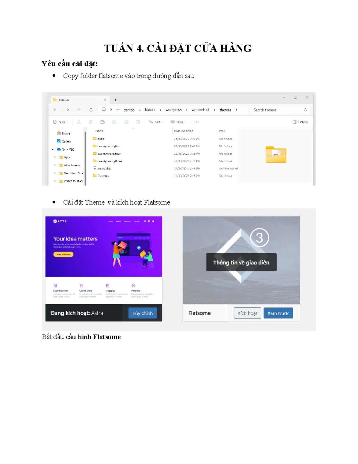 Lab 5 Cai Dat Cua Hang - cài đặt cửa hàng - TUẦN 4. CÀI ĐẶT CỬA HÀNG Yêu cầu cài đặt: Copy ...