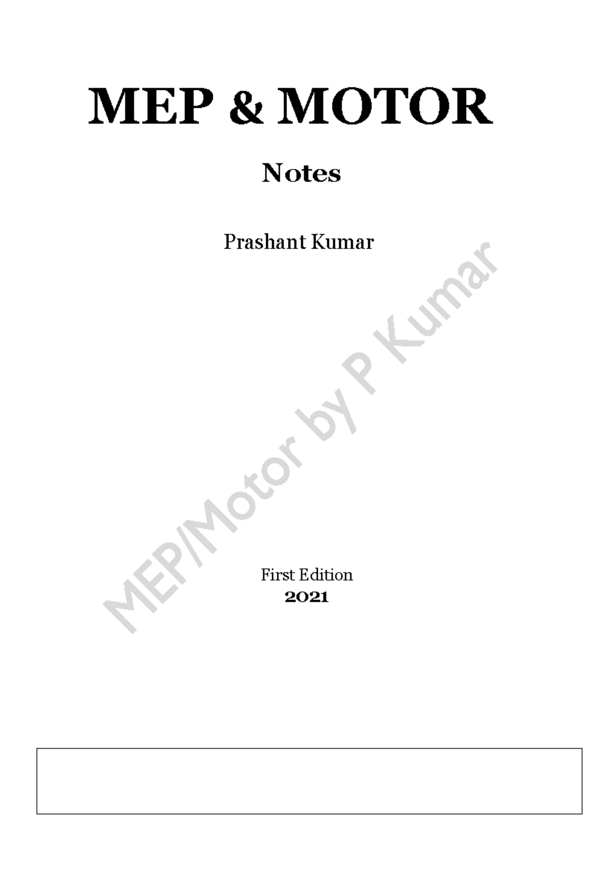 Motor & MEP BY Prashant Kumar - MEP & MOTOR Notes Prashant Kumar First ...
