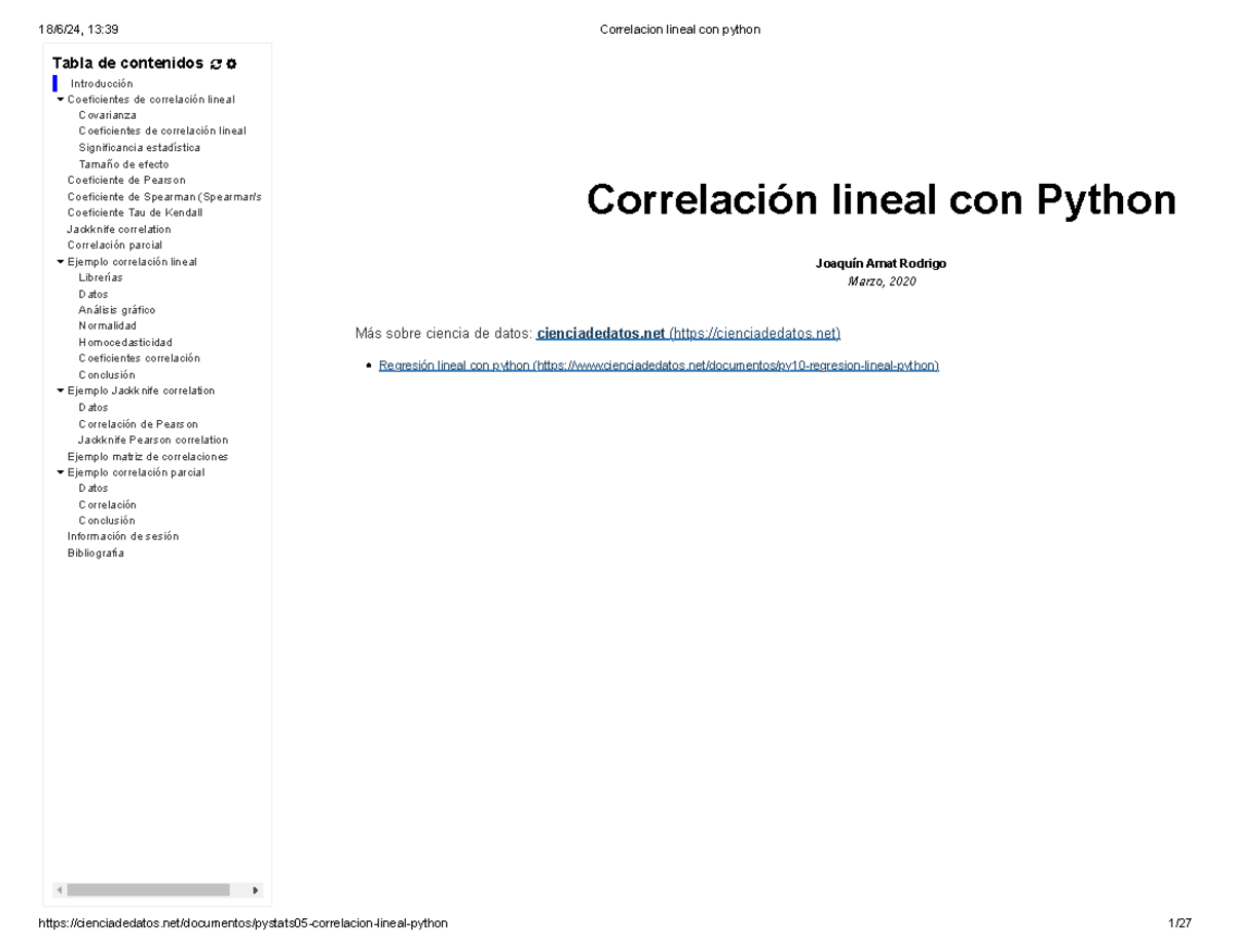 Amat 2020 Correlacion lineal con python - Correlación lineal con Python ...
