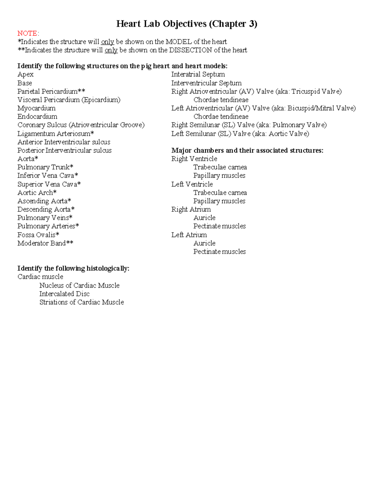 Combined Heart & Blood Lab Objectives (Chapter 3) - Studocu