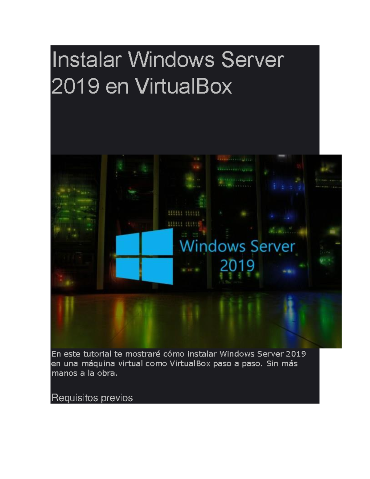 Guía de Instalación: Windows Server 2019 en VirtualBox - Studocu