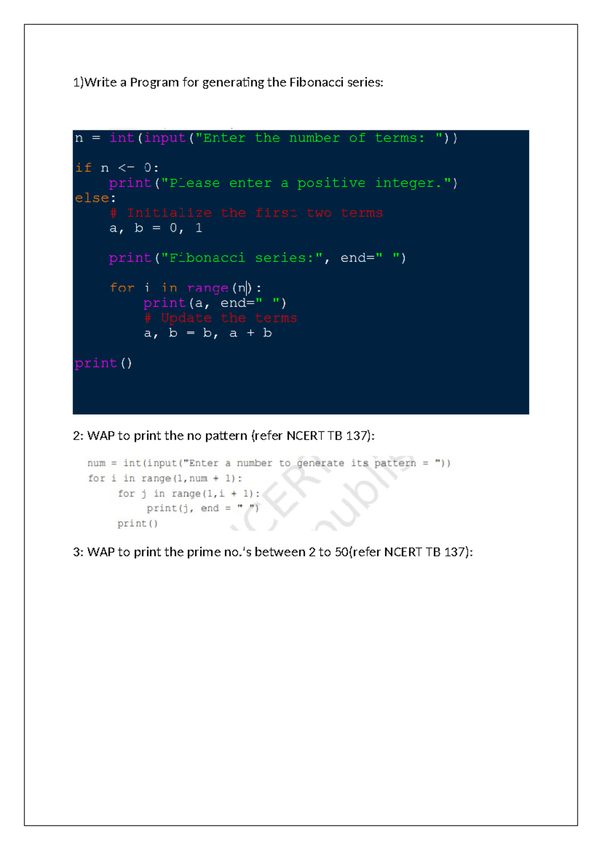 Practicalquestion - this is for your class 11 computer practicals ...