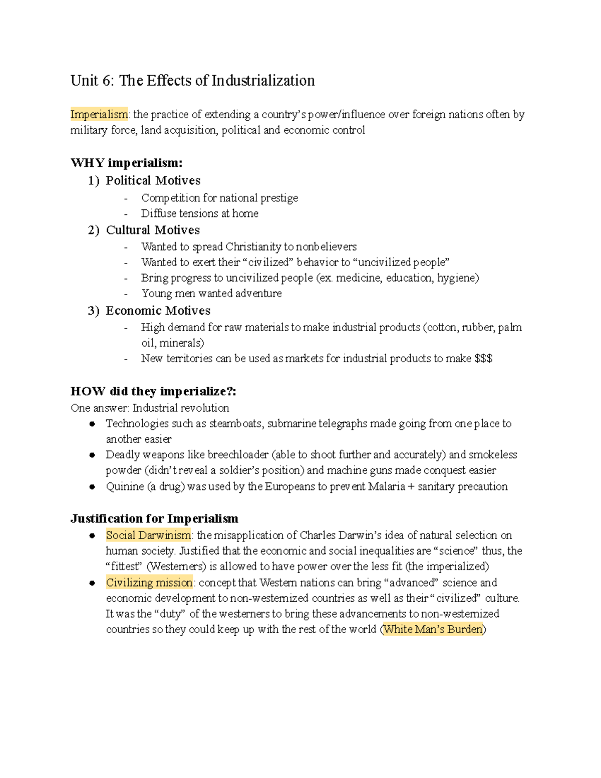 WHAP Unit 6: The Impact of Industrialization and Imperialism - Studocu