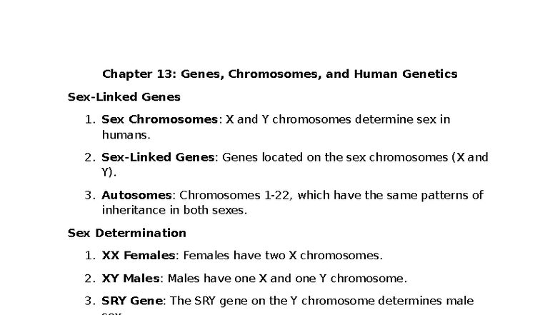 Chapter 13: Genes, Chromosomes, and Human Genetics Overview - Studocu