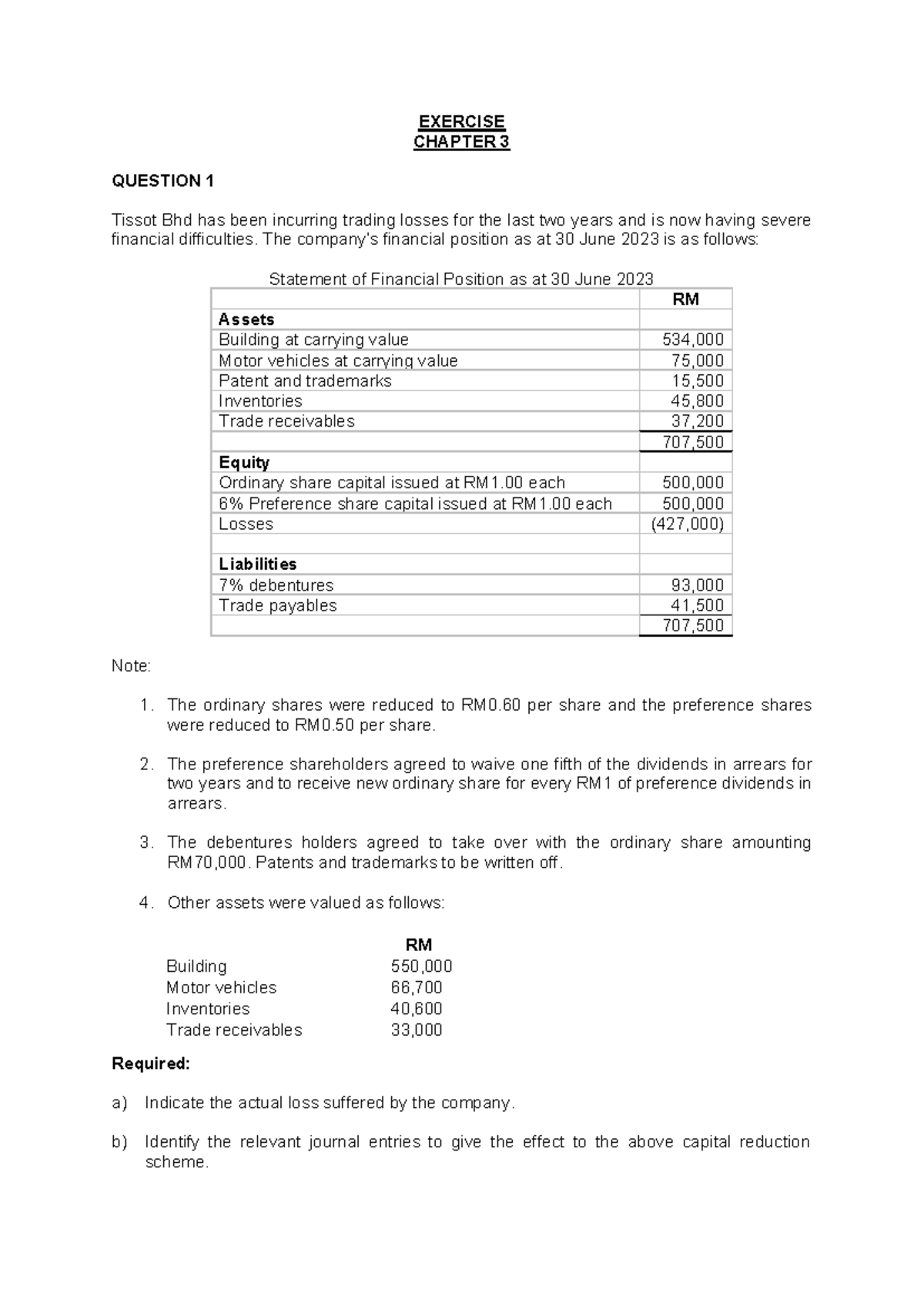 Exercise Chapter 3 - Tutorial for topic 3 - EXERCISE CHAPTER 3 QUESTION ...