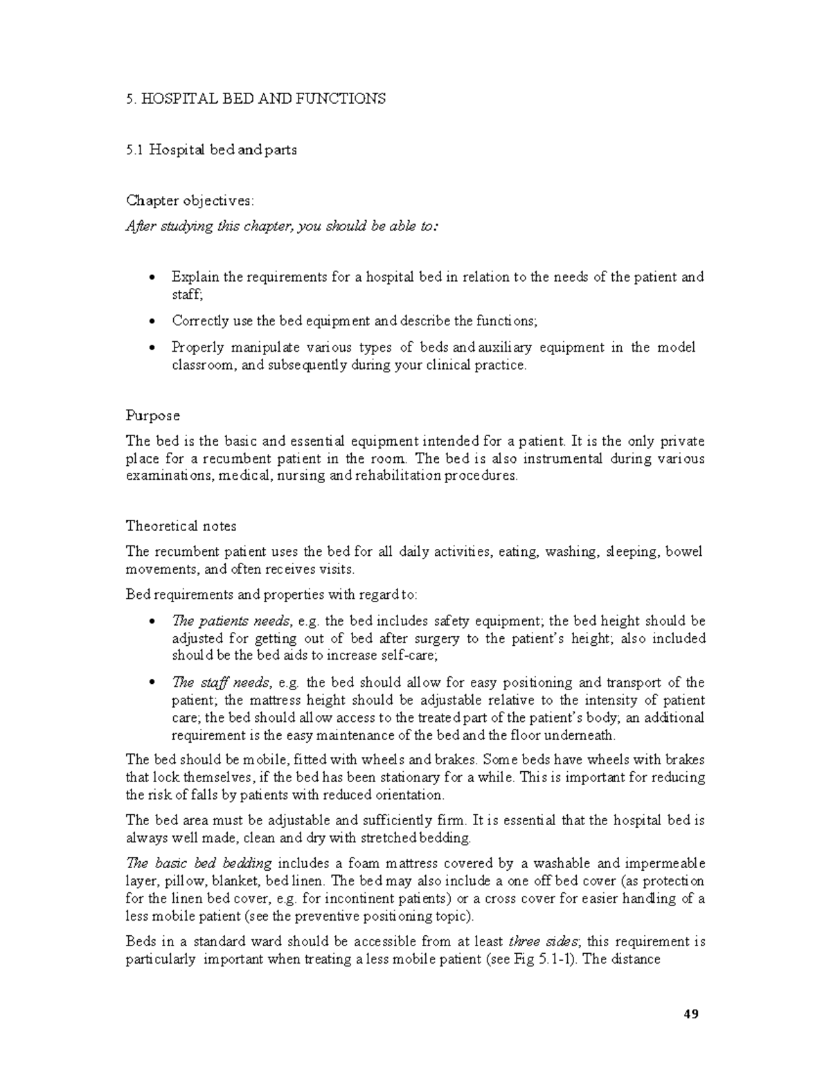 Hospital BED AND Functions - 5. HOSPITAL BED AND FUNCTIONS 5 Hospital ...
